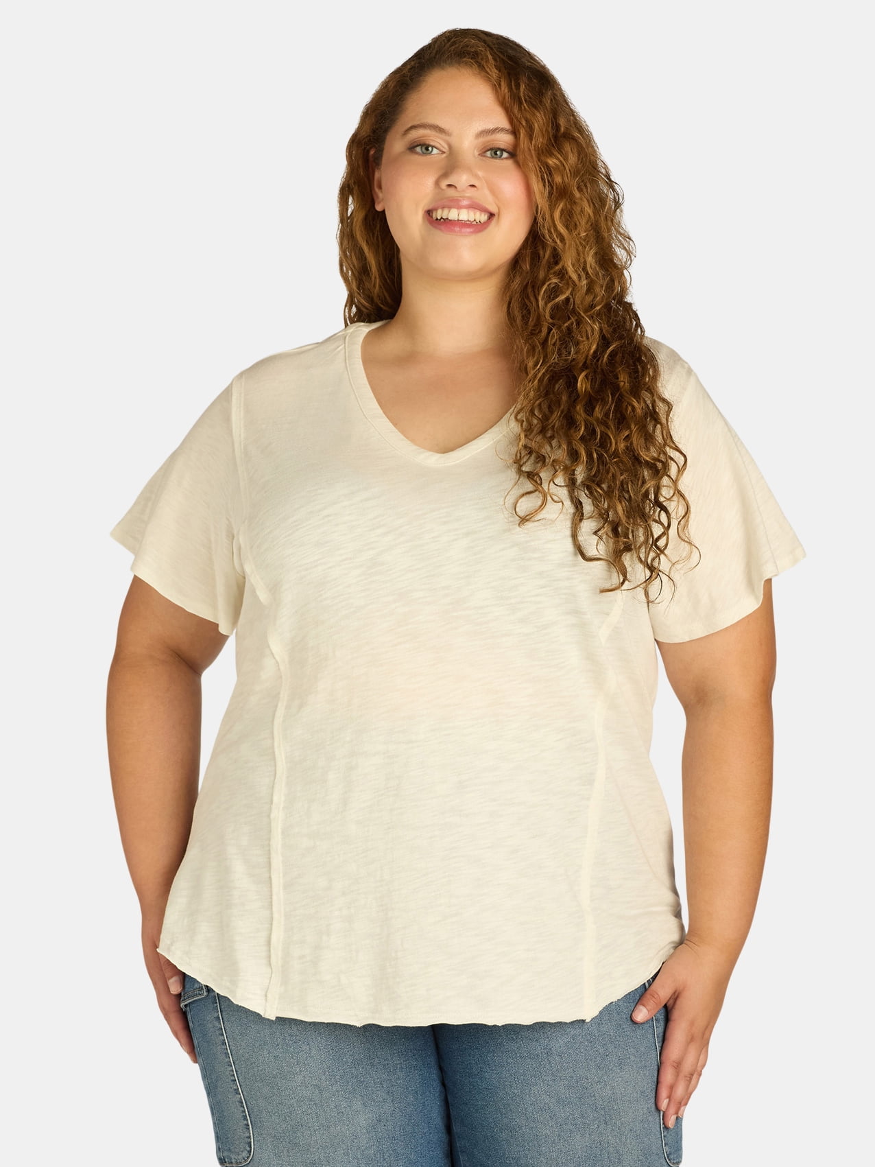 Terra & Sky Women's Plus Size Flutter Sleeve Top, Sizes 0X-4X - Walmart.com