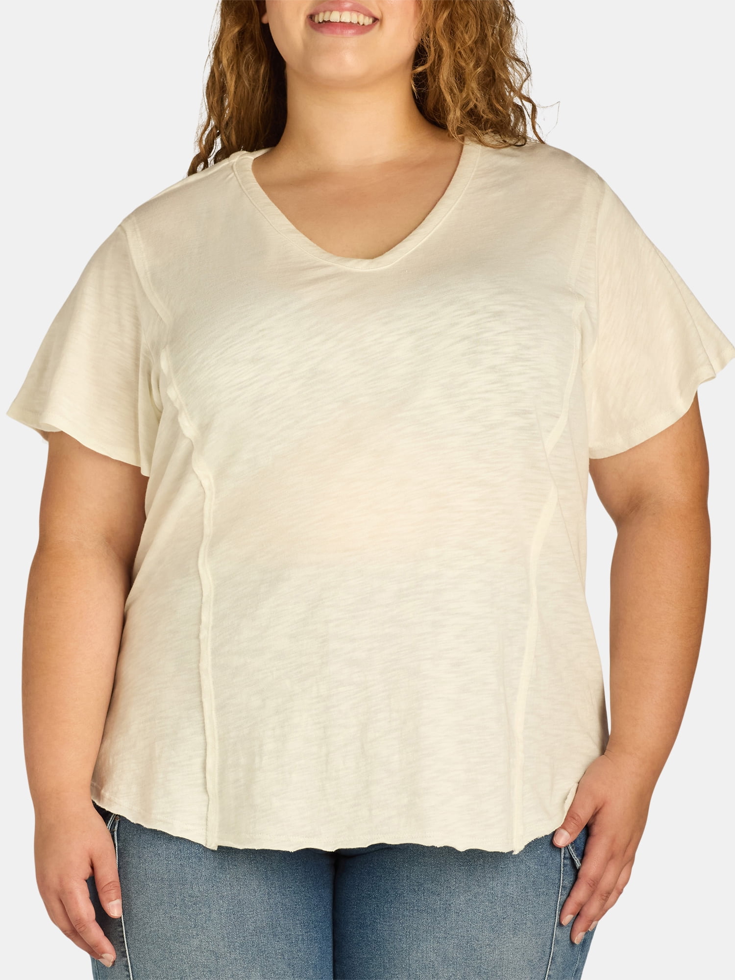 Terra & Sky Women's Plus Size Flutter Sleeve Top, Sizes 0X-4X - Walmart.com