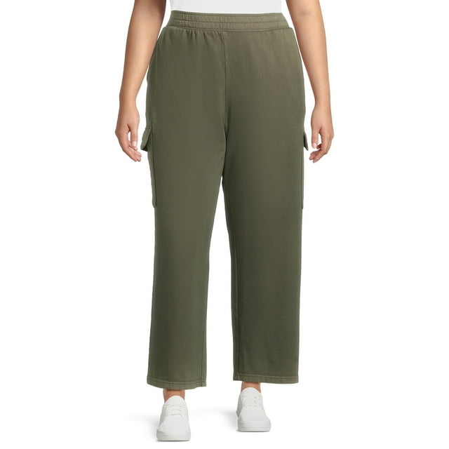 Terra & Sky Women's Plus Size French Terry Cloth Cargo Pants, 28 ...