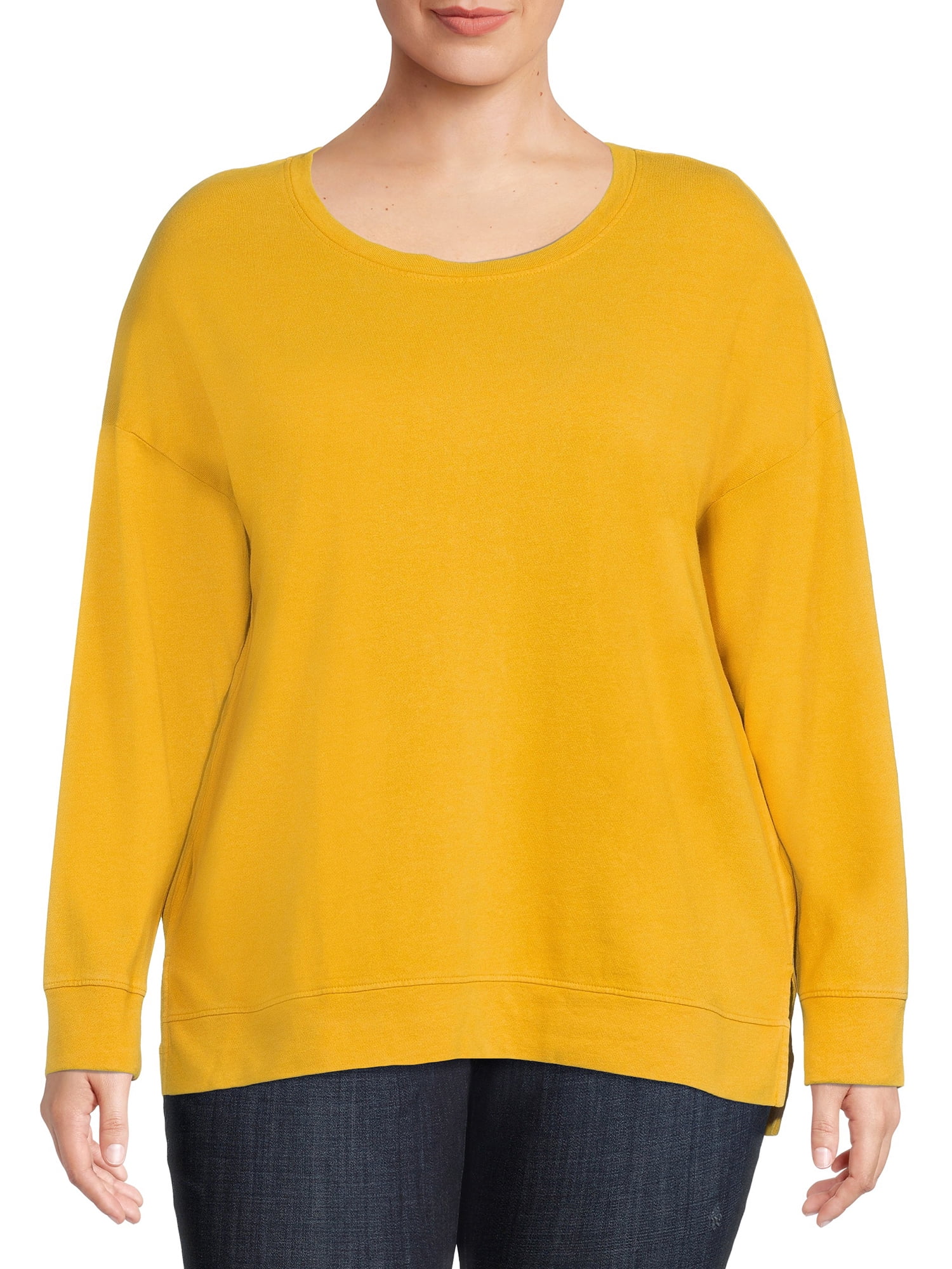 Terra & Sky Women's Plus Size French Terry Sweatshirt - Cozy & Relaxed ...