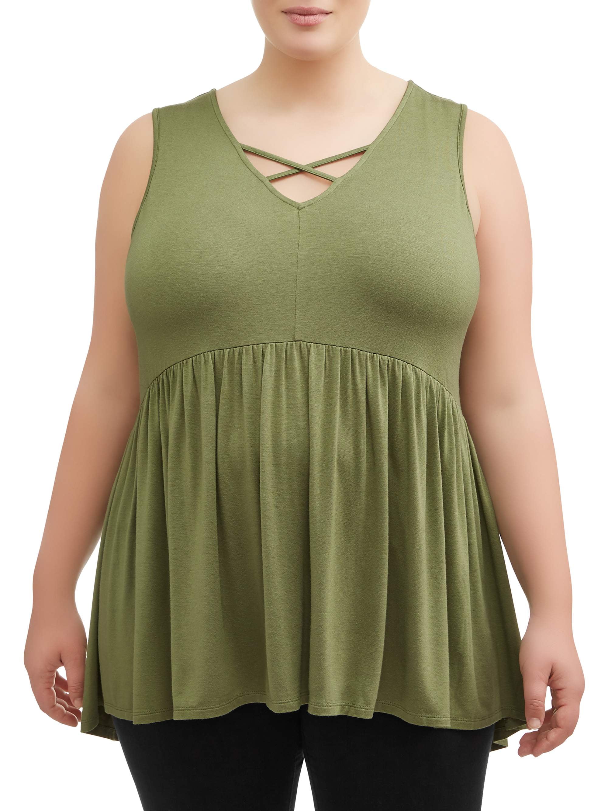 Terra & Sky Women's Plus Size High Low Peplum Tank - Walmart.com