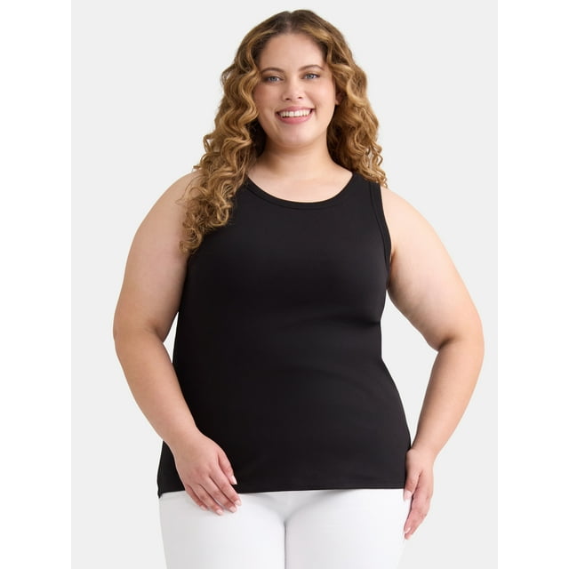 Terra & Sky Women's Plus Size High Neck Rib Tank Top, Sizes 0X-4X ...