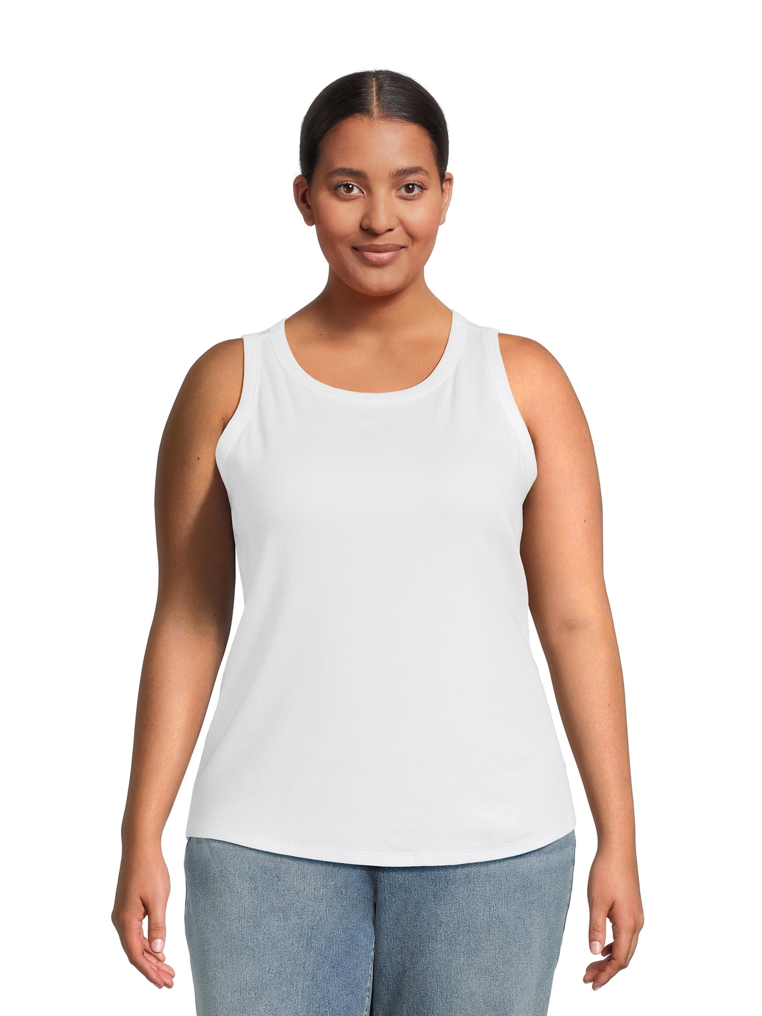 Terra And Sky Womens Plus Size High Neck Ribbed Tank Top