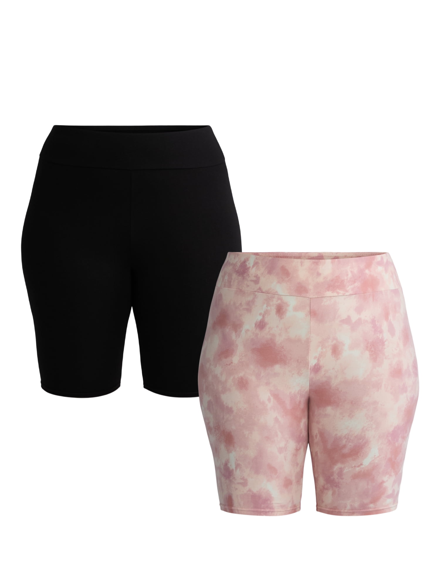 Terra & Sky Women’s Plus Size Bike Shorts, 10" Inseam, 2-Pack, Sizes 0X ...