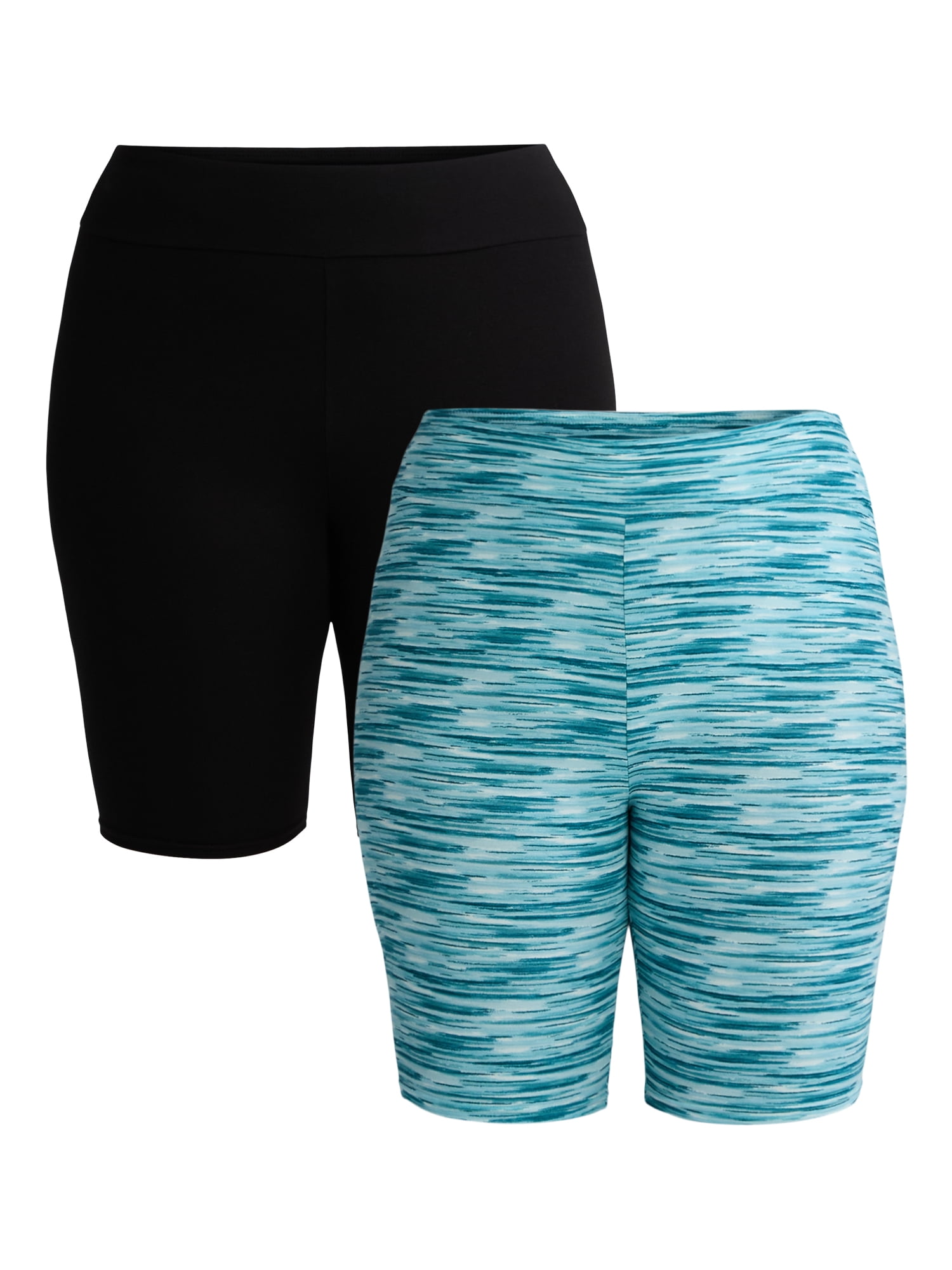 Terra & Sky Women’s Plus Size Bike Shorts, 10" Inseam, 2-Pack, Sizes 0X ...