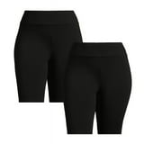 Terra & Sky Women’s Plus Size Bike Shorts, 10" Inseam, 2-Pack, Sizes 0X ...