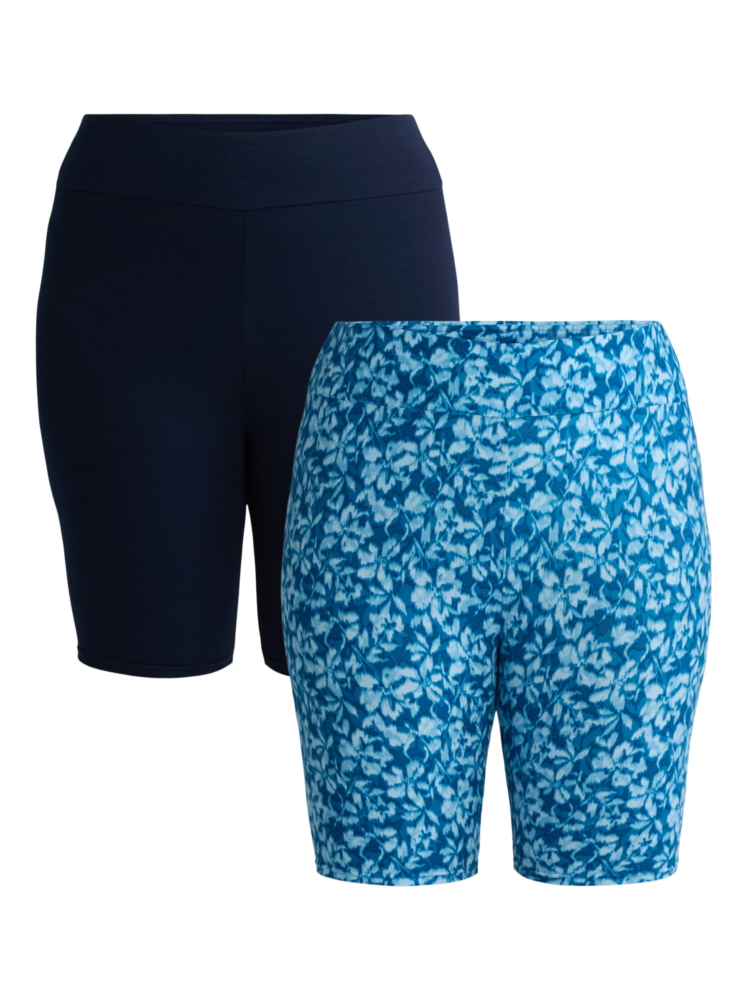 Terra & Sky Women’s Plus Size Bike Shorts, 10" Inseam, 2-Pack, Sizes 0X ...