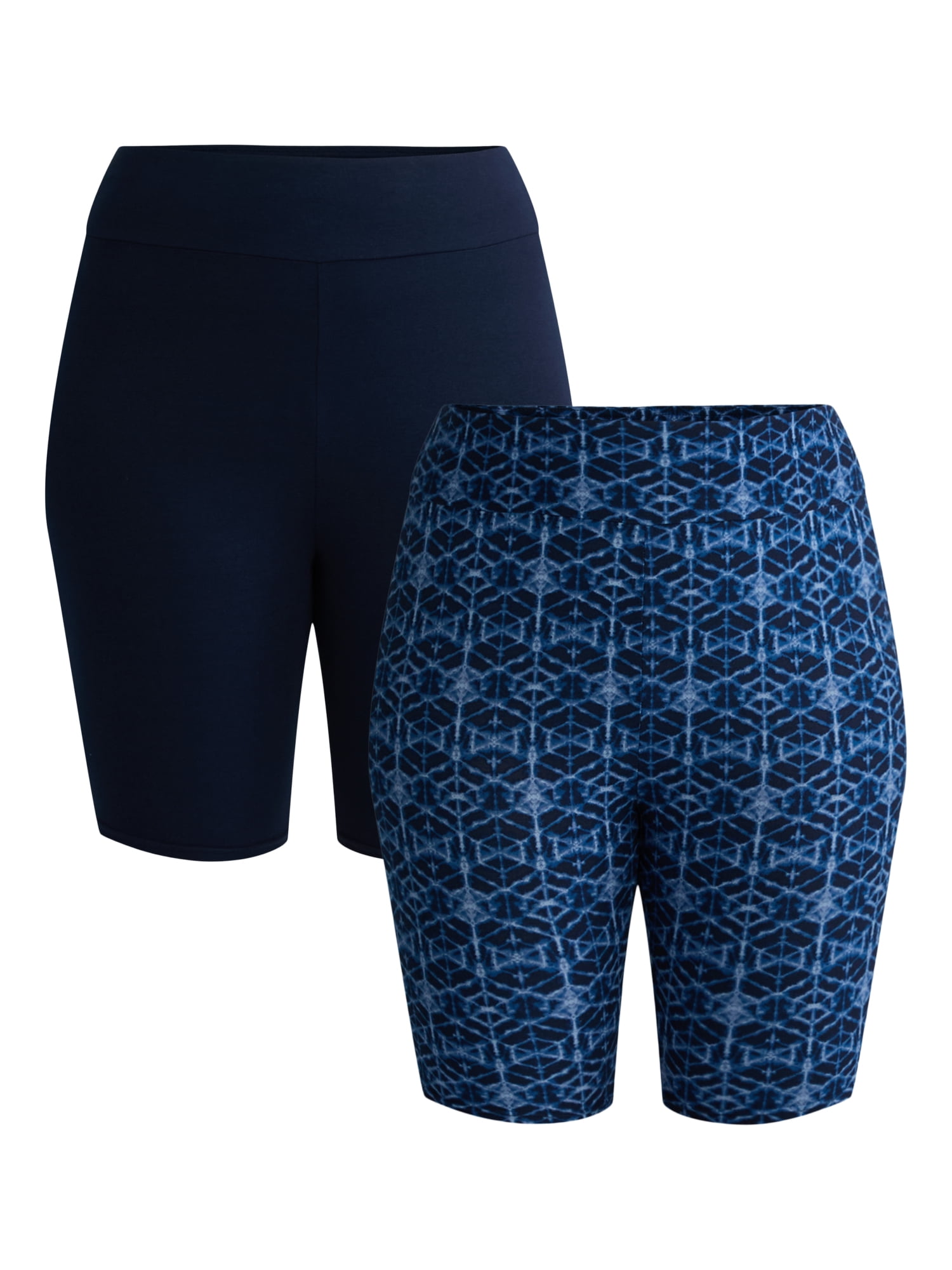 Terra & Sky Women’s Plus Size Bike Shorts, 10" Inseam, 2-Pack, Sizes 0X ...