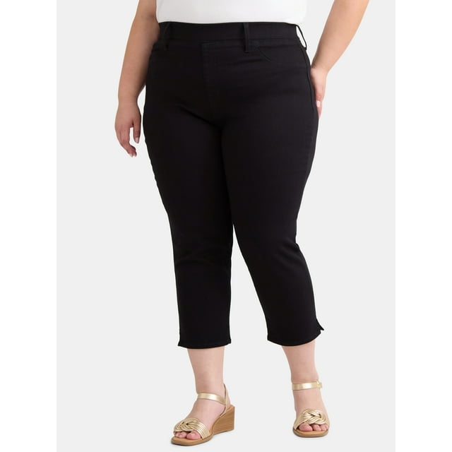 Terra & Sky Women's Plus Size High Rise Capri Jeggings, Sizes 0X-5X ...