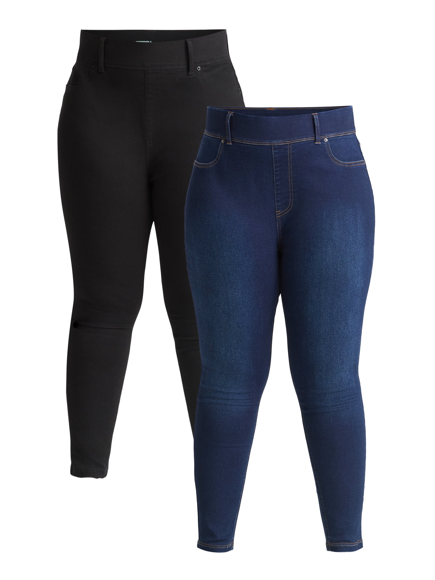 Terra & Sky Women's Plus Size High Rise Jeggings, 2-Pack, 28" Inseam ...