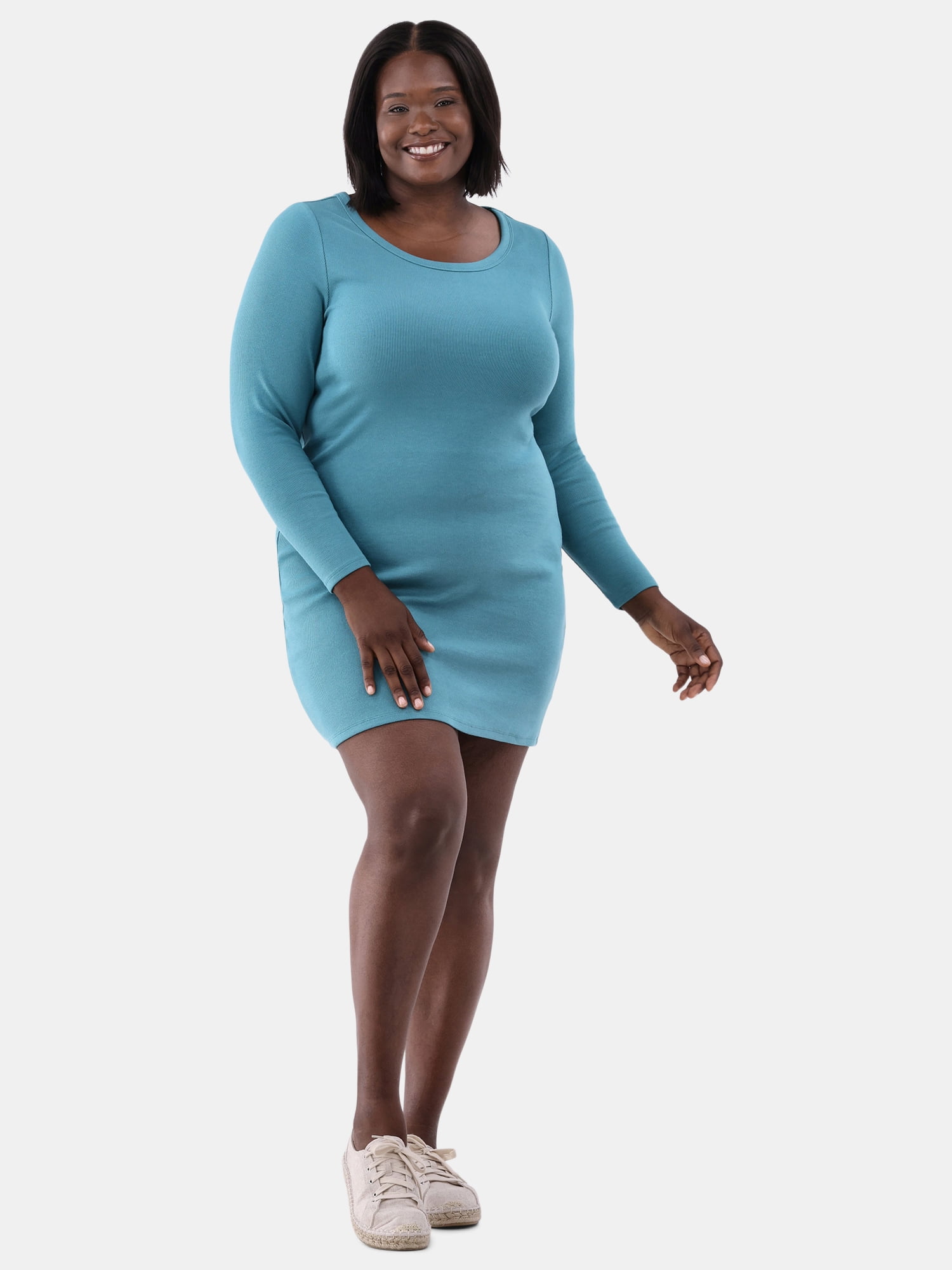 Terra & Sky Plus Size Knit Mini Dress - Slim Fit - Walmart.com