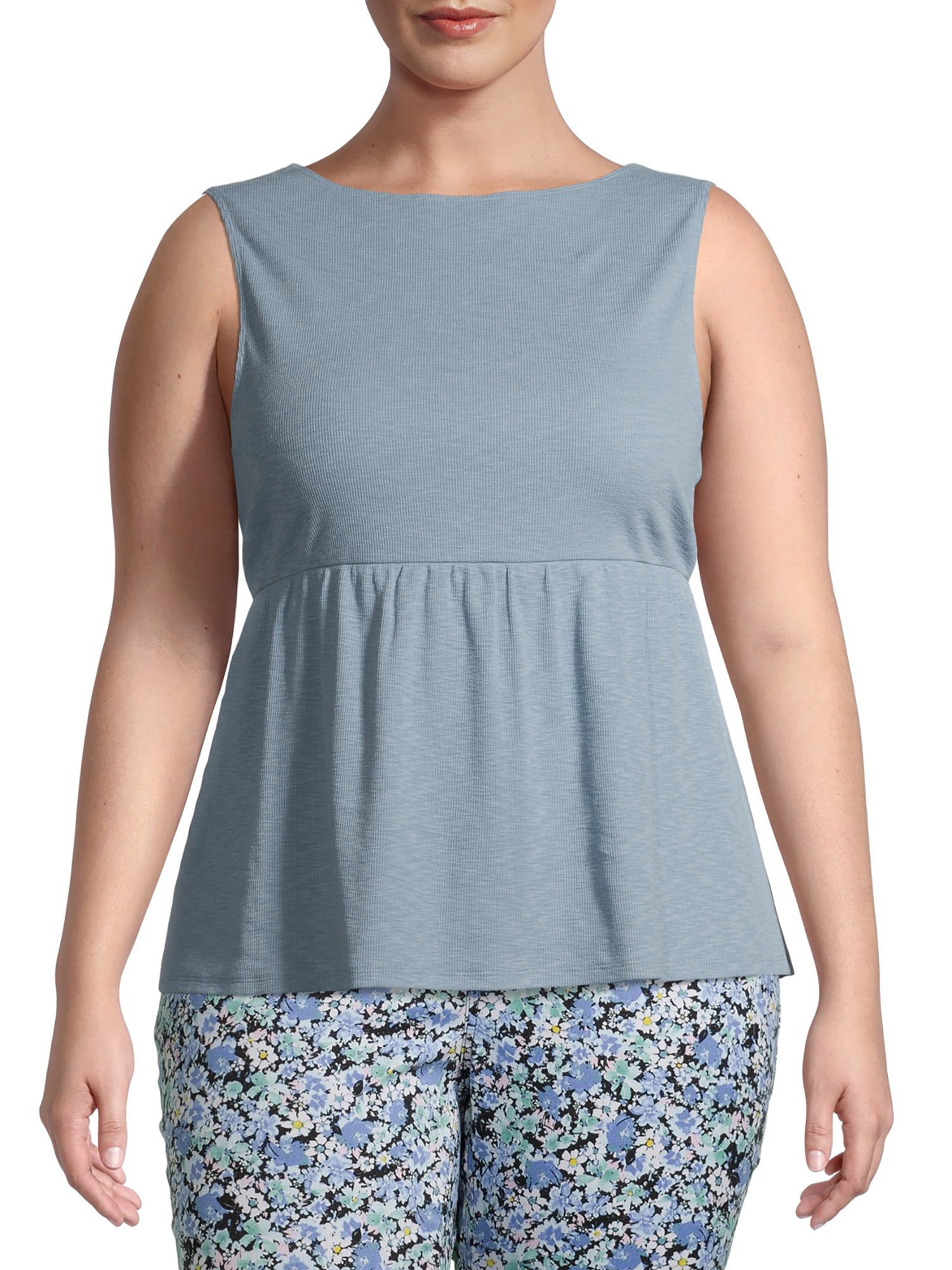 Terra & Sky Women's Plus Size Knit Peplum Tank - Walmart.com