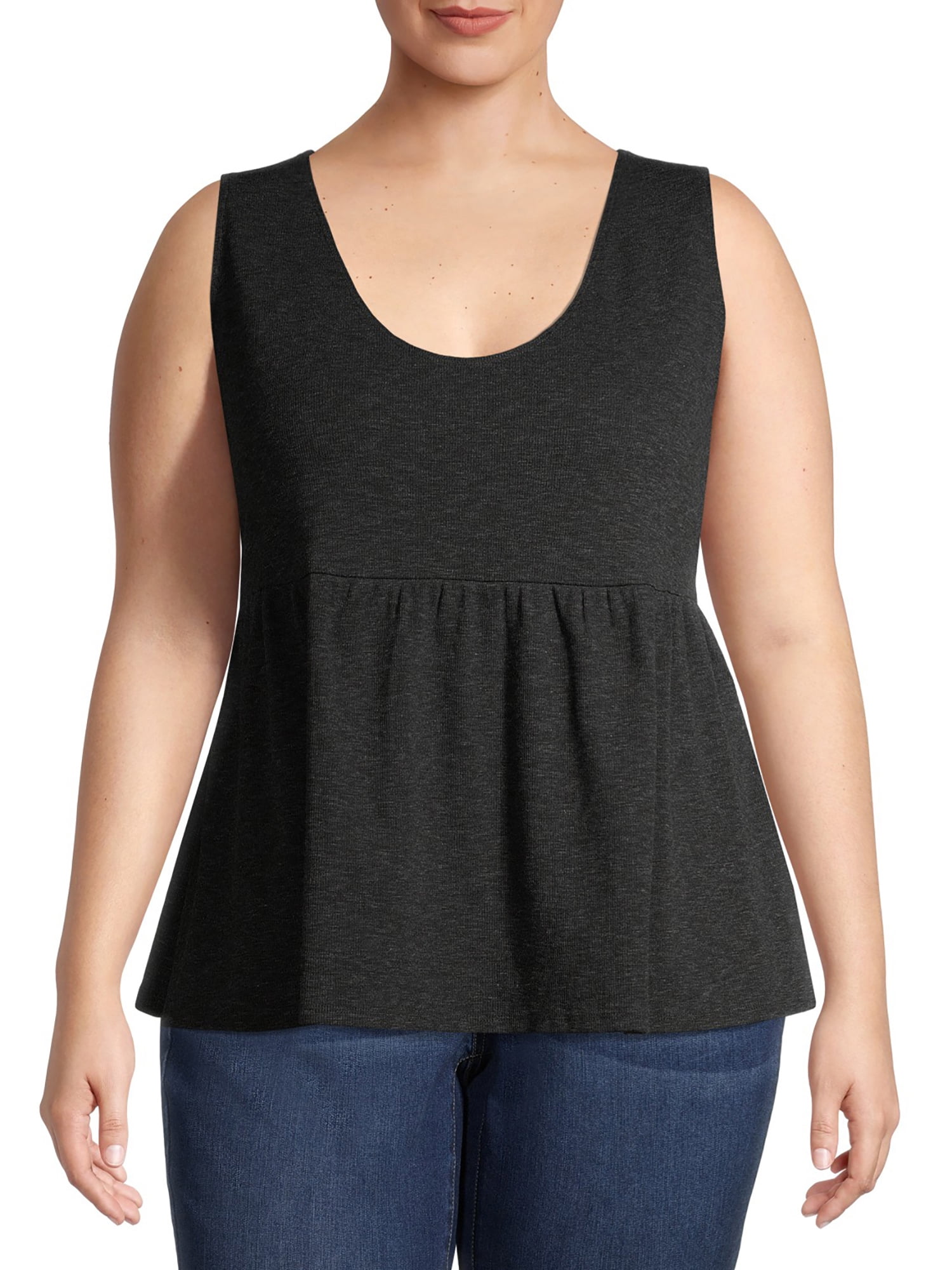 Terra & Sky Women's Plus Size Knit Peplum Tank - Walmart.com