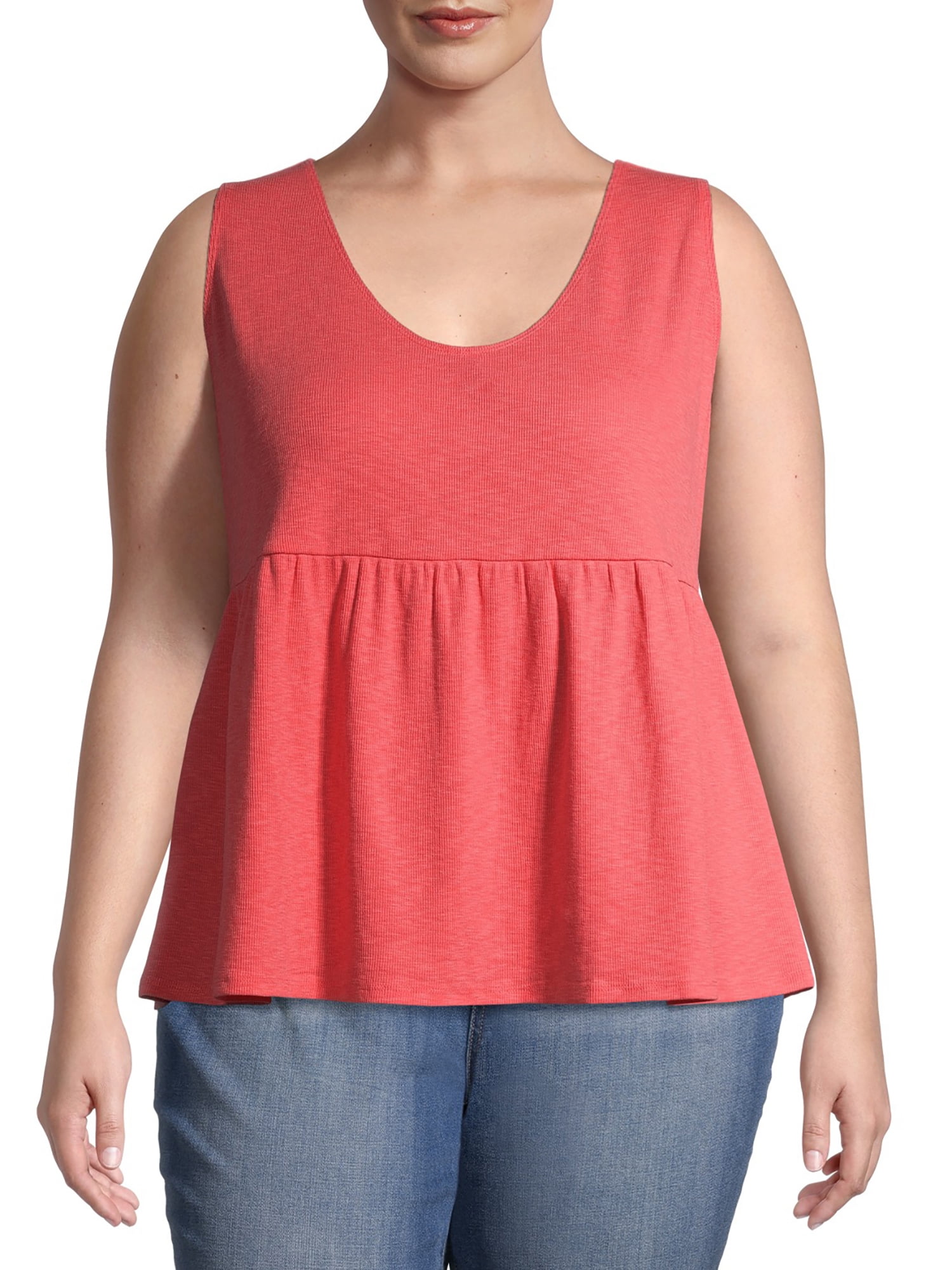 Terra & Sky Women's Plus Size Knit Peplum Tank - Walmart.com