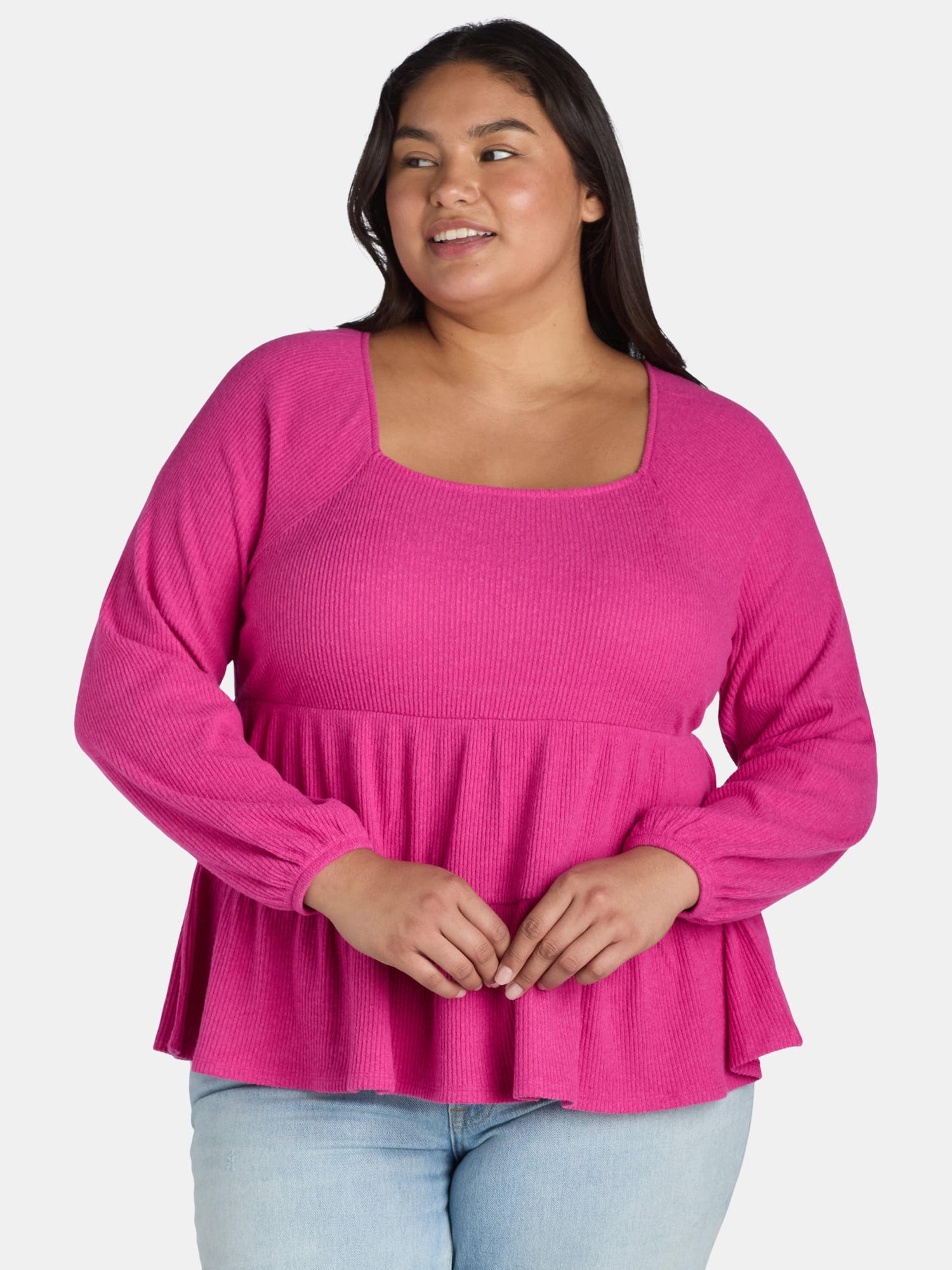 Terra & Sky Women's Plus Size Knit Tiered Top - Walmart.com