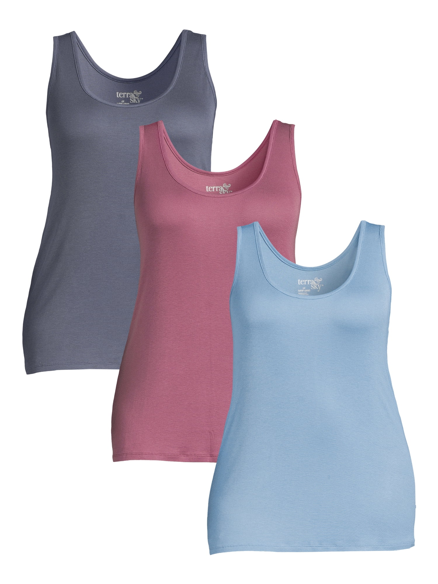 Terra & Sky Women's Plus Size Layering Tank Top, 3-Pack - Walmart.com