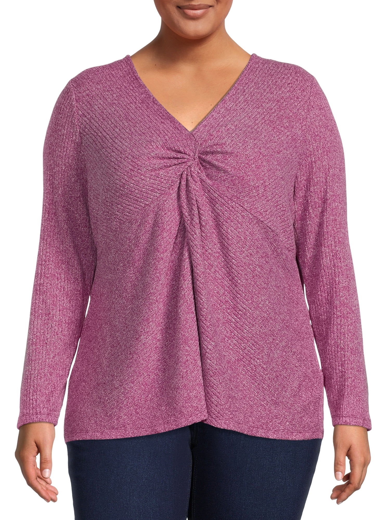 Terra & Sky Women's Plus Size Long Sleeve Twist Front Top - Walmart.com