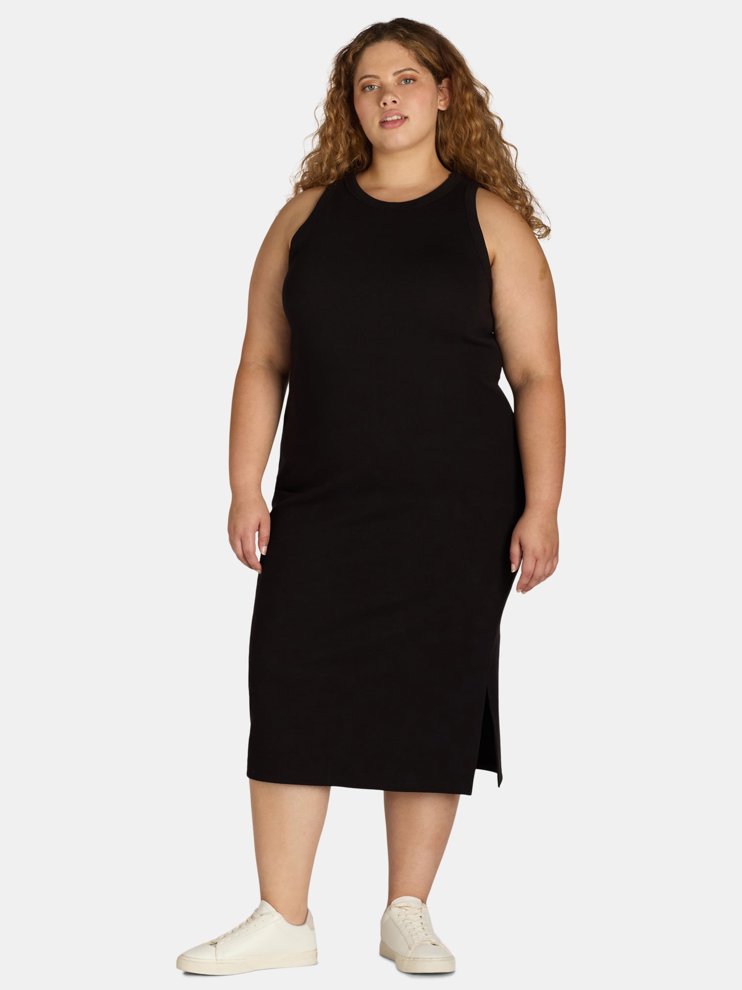 Terra & Sky Women's Plus Size Midi Rib Dress - Walmart.com