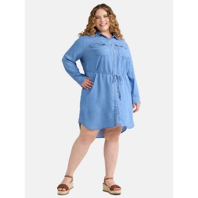 Terra & Sky women's Plus Size Shirt Dress - Long Sleeve - Walmart.com