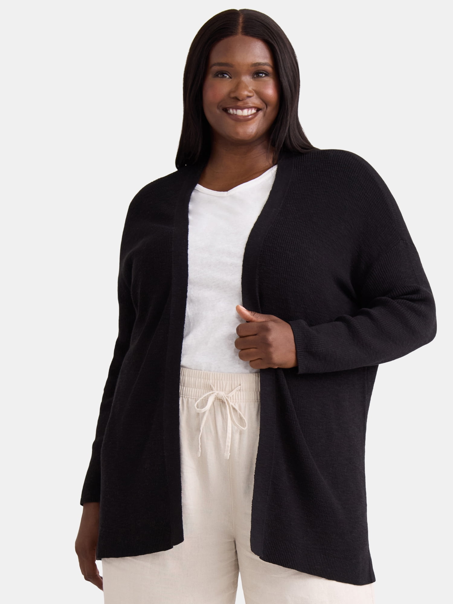 Terra & Sky Plus Size Open Cardigan - Long Sleeve - Walmart.com