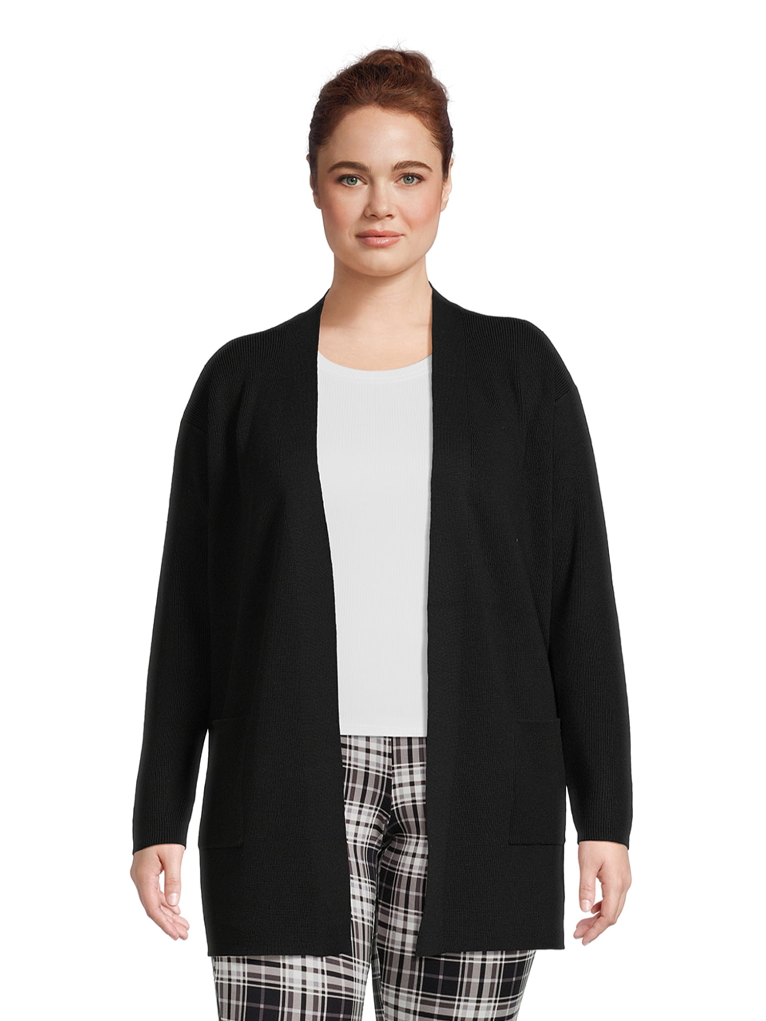 Terra & Sky Women's Plus Size Open Front Cardigan Sweater, Lightweight ...