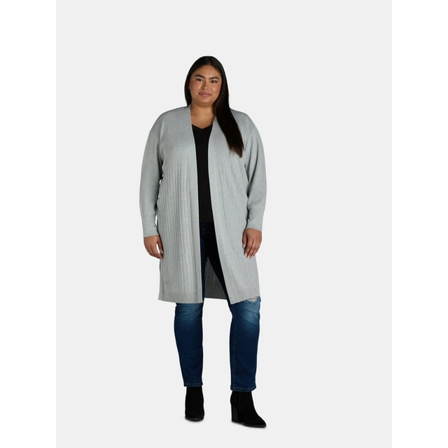 Terra & Sky Women's Plus Size Open Front Duster Cardigan, Lightweight ...