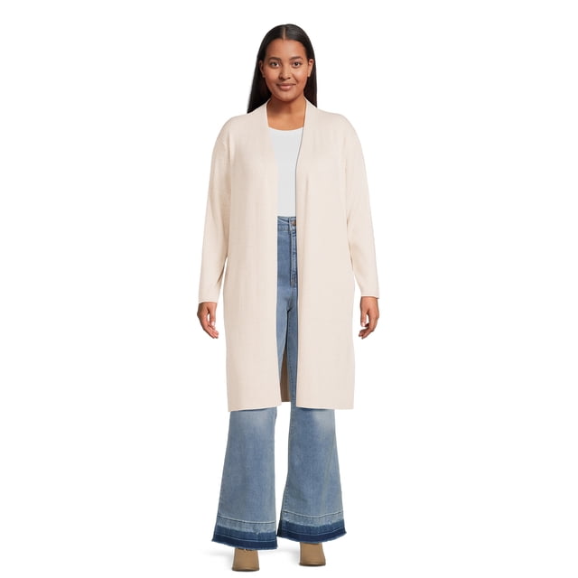 Terra & Sky Women's Plus Size Open Front Duster Cardigan Sweater ...