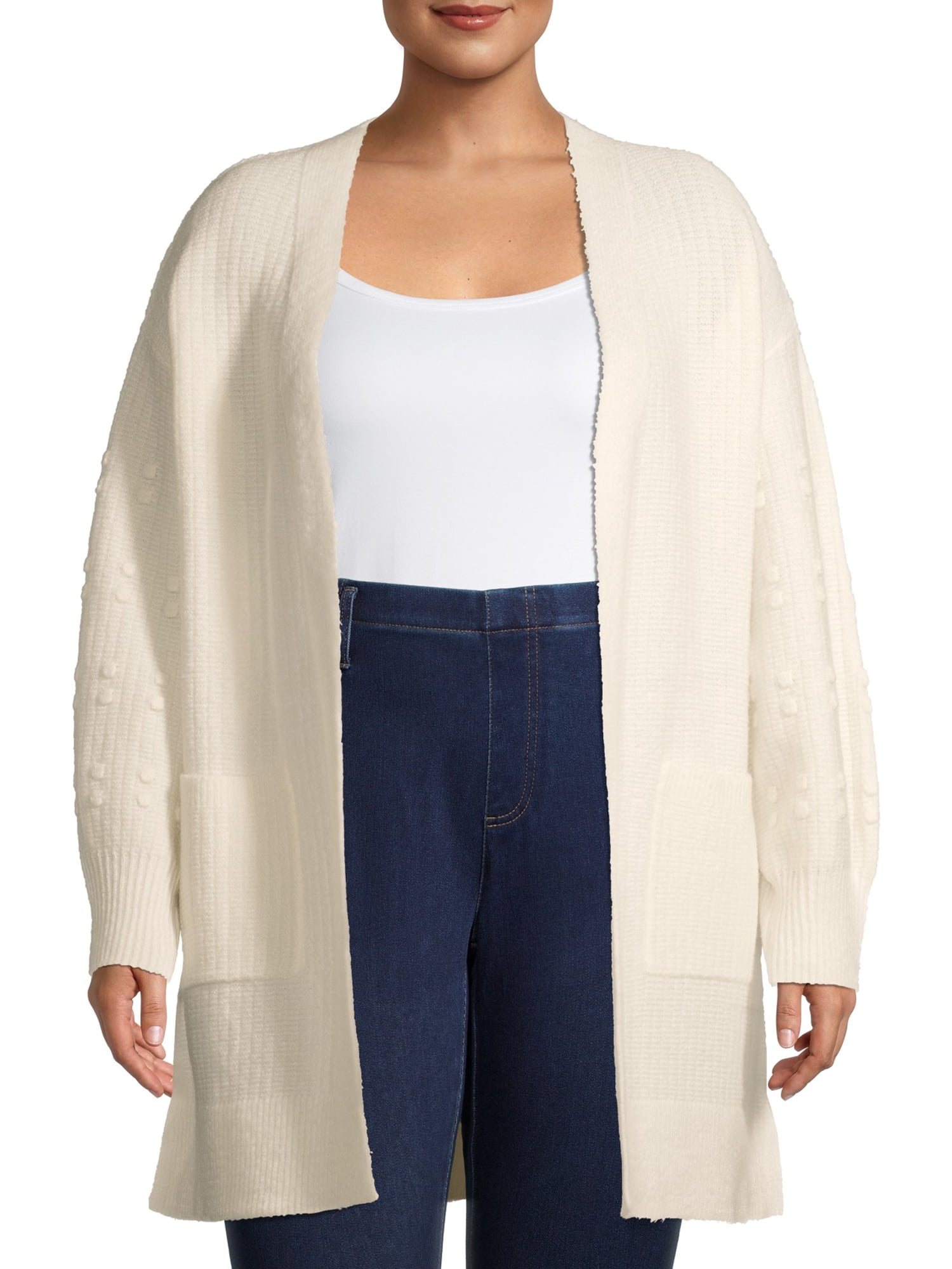 Terra & Sky Women's Plus Size Open-Front Super Soft Duster Cardigan ...