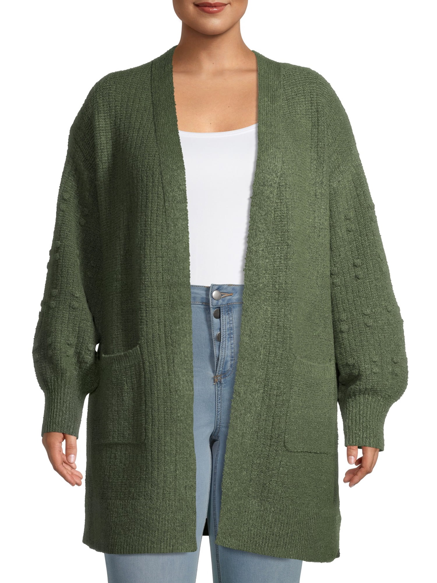 Terra & Sky Women's Plus Size Open-Front Super Soft Duster Cardigan ...