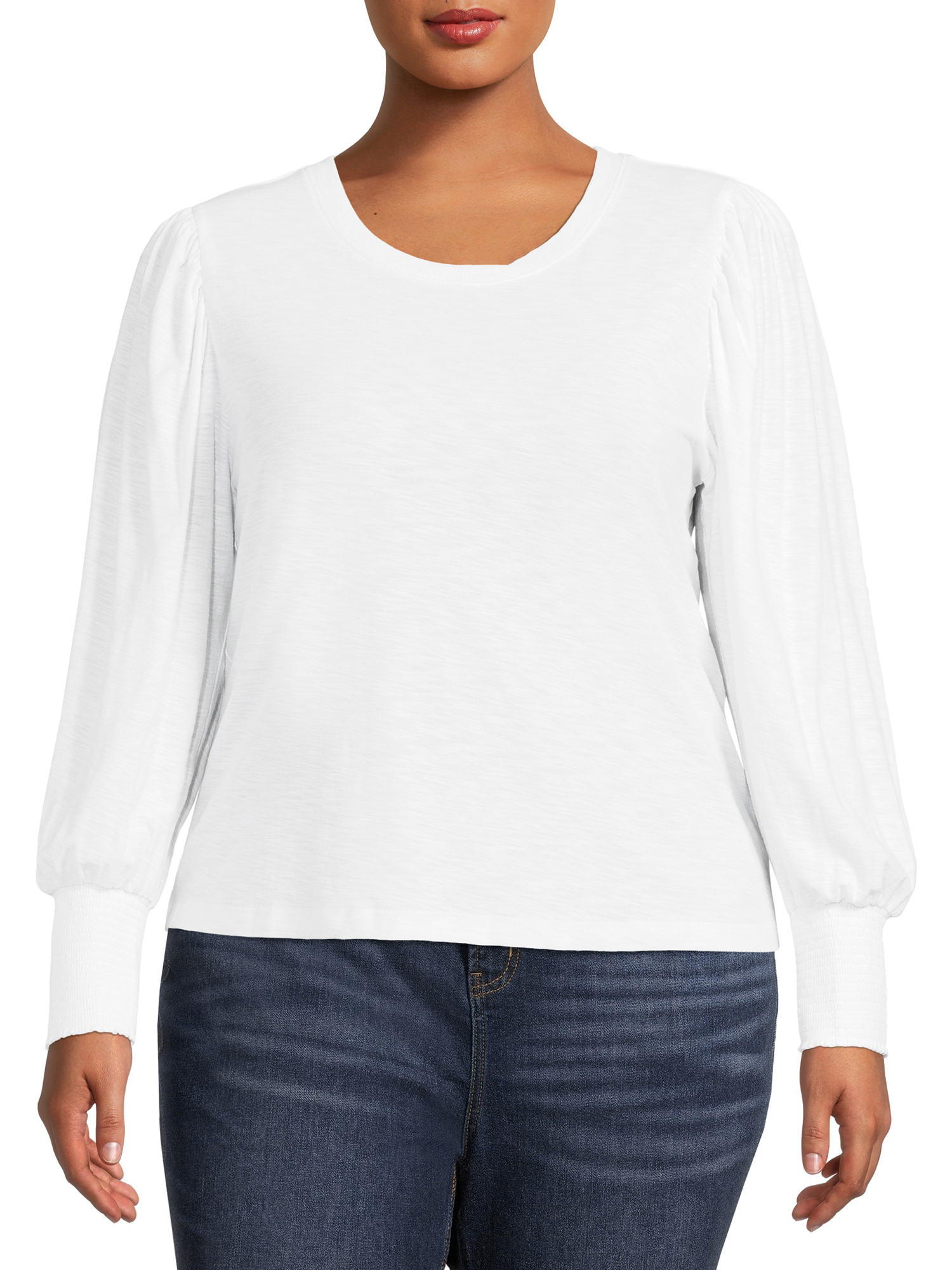 Terra & Sky Women's Plus Size Puff Shoulder Top - Walmart.com