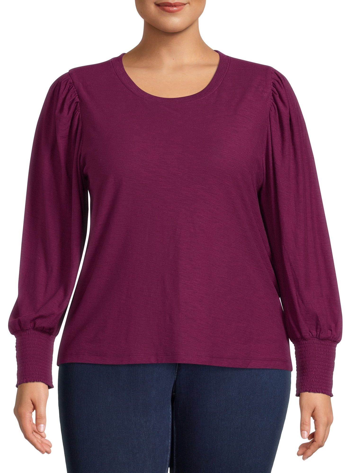 Terra & Sky Women's Plus Size Puff Shoulder Top - Walmart.com