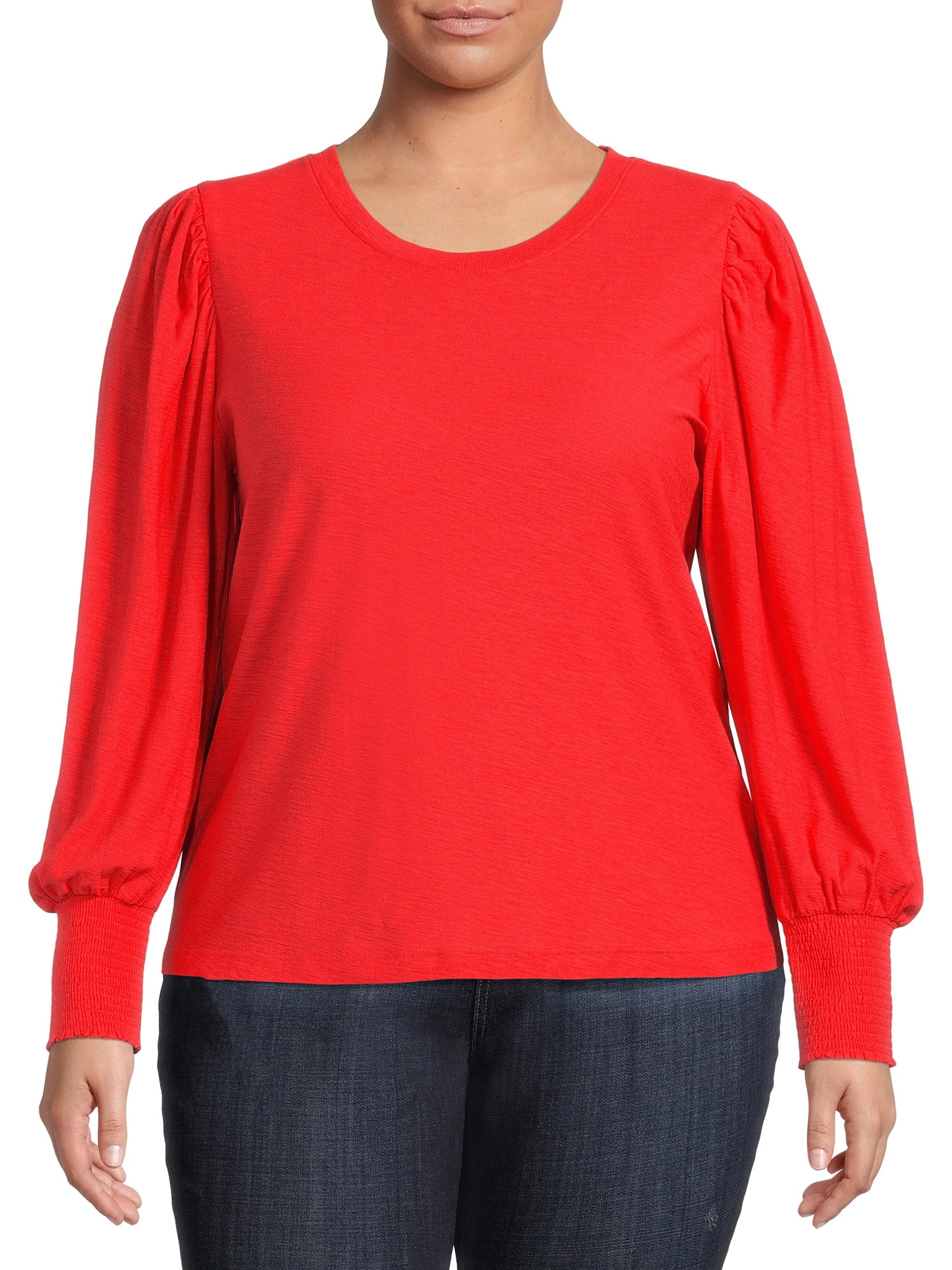 Terra & Sky Women's Plus Size Puff Shoulder Top - Walmart.com