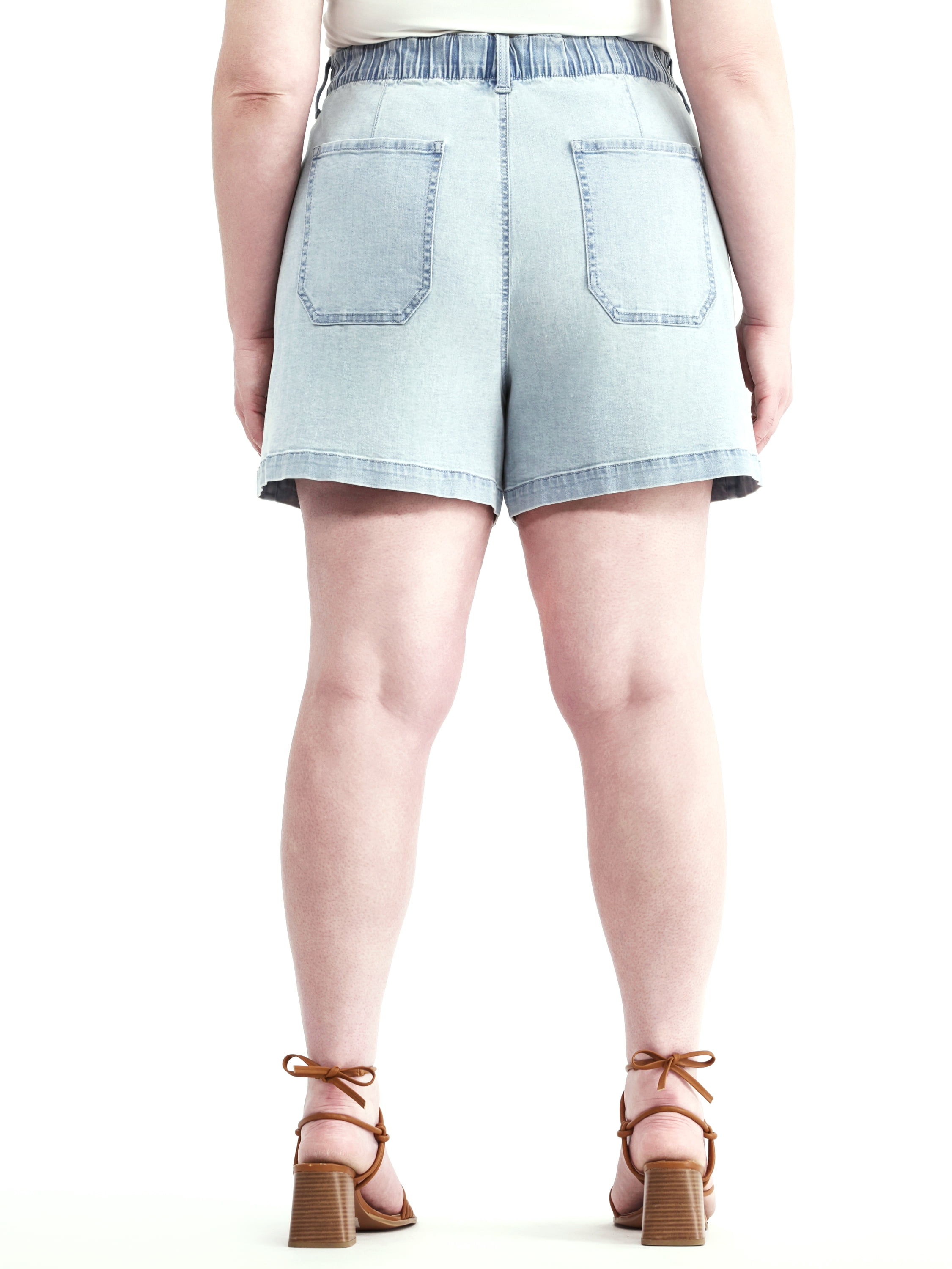 Terra & Sky Women's Plus Size Pull On Denim Shorts, 5" Inseam, Sizes 0X ...