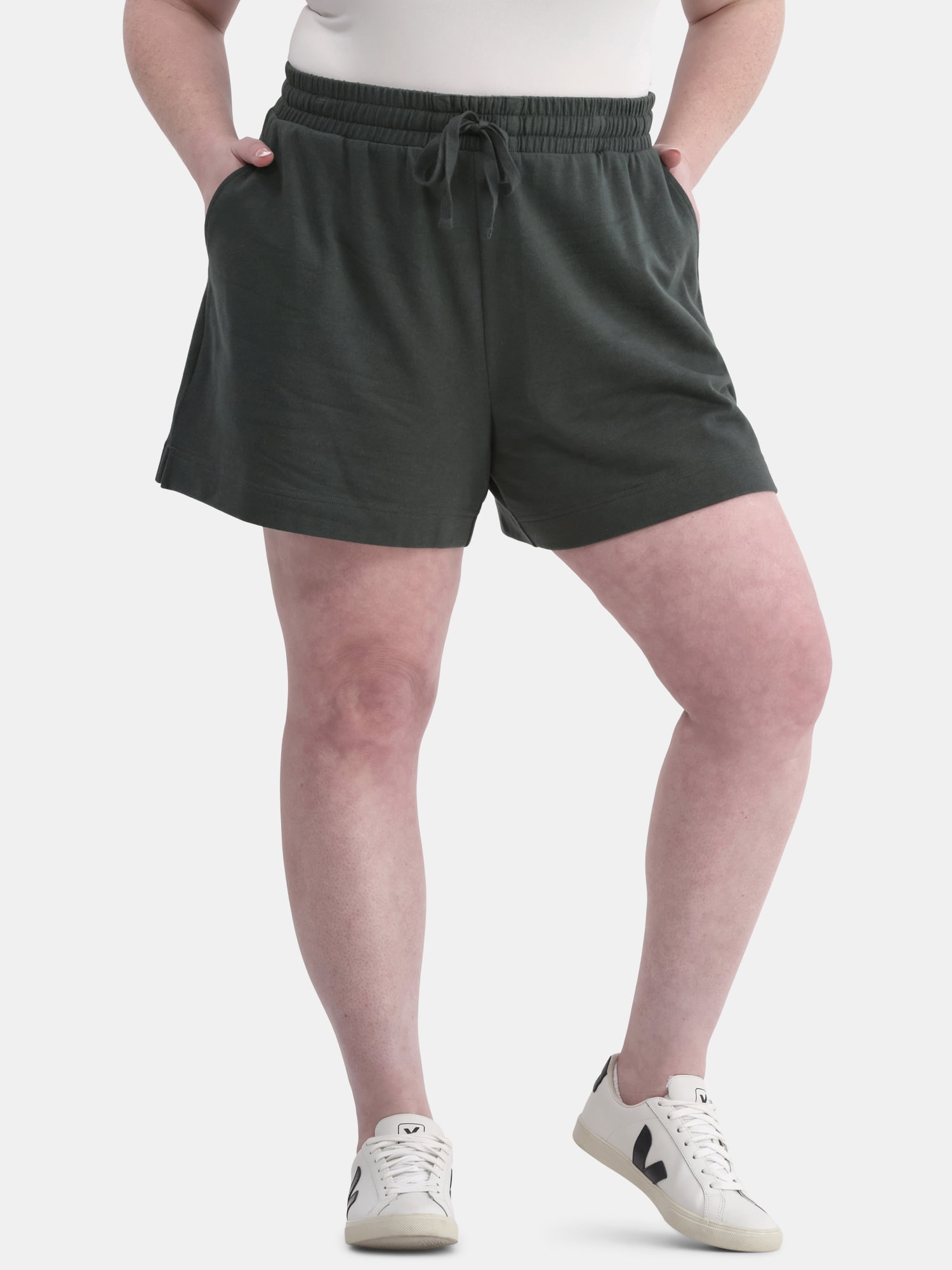 Terra & Sky Women's Plus Size French Terry Cloth Shorts with Pockets, 5 ...