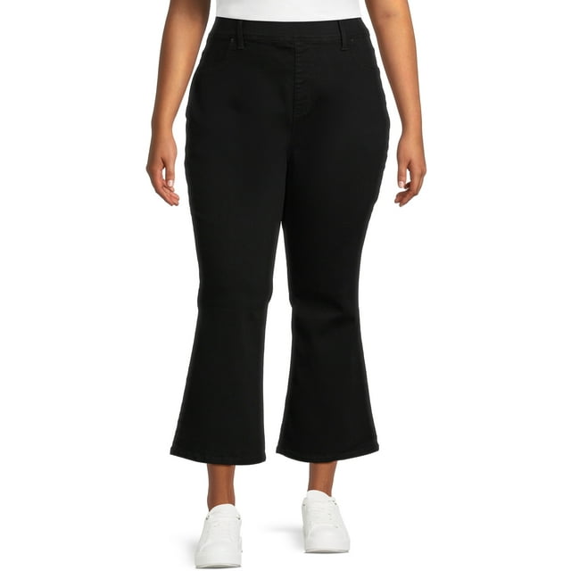 Terra & Sky Women's Plus Size Pull-on Mini Flare Jeans, sizes 0X-4X ...