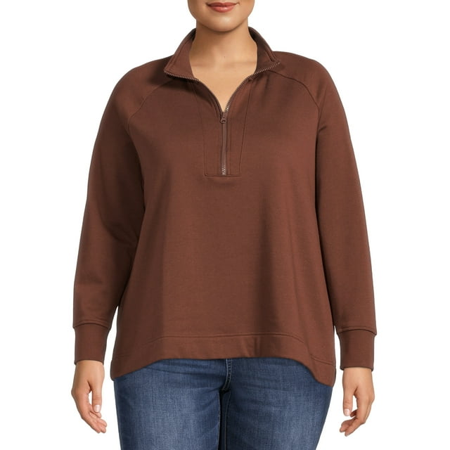 Terra & Sky Women's Plus Size Quarter-Zip Sweatshirt - Walmart.com