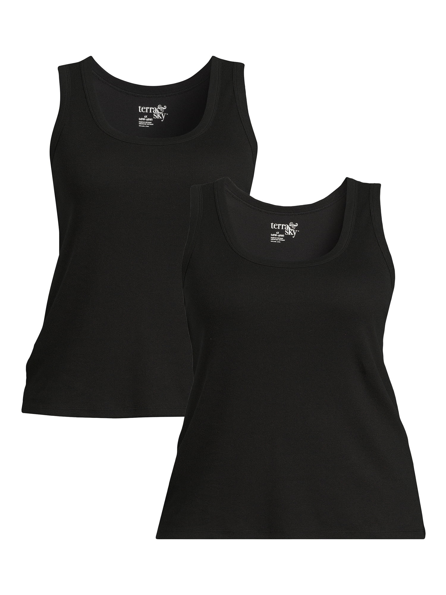 Terra And Sky Womens Plus Size Ribbed Tank Top 2 Pack