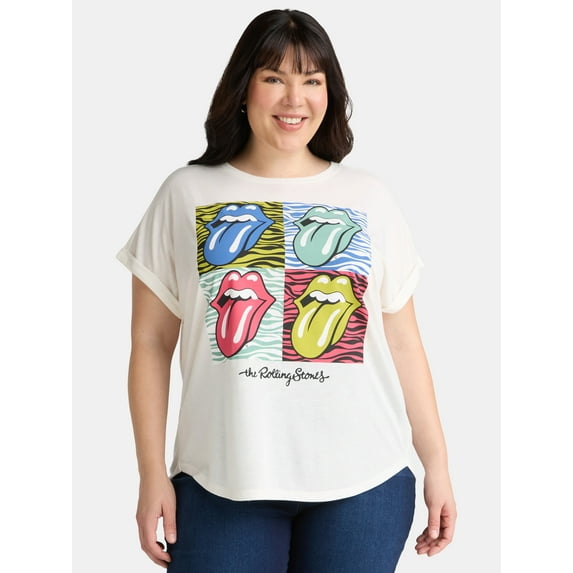 Terra & Sky Women's Plus Size Rolling Stones Graphic Tee with Rock ...