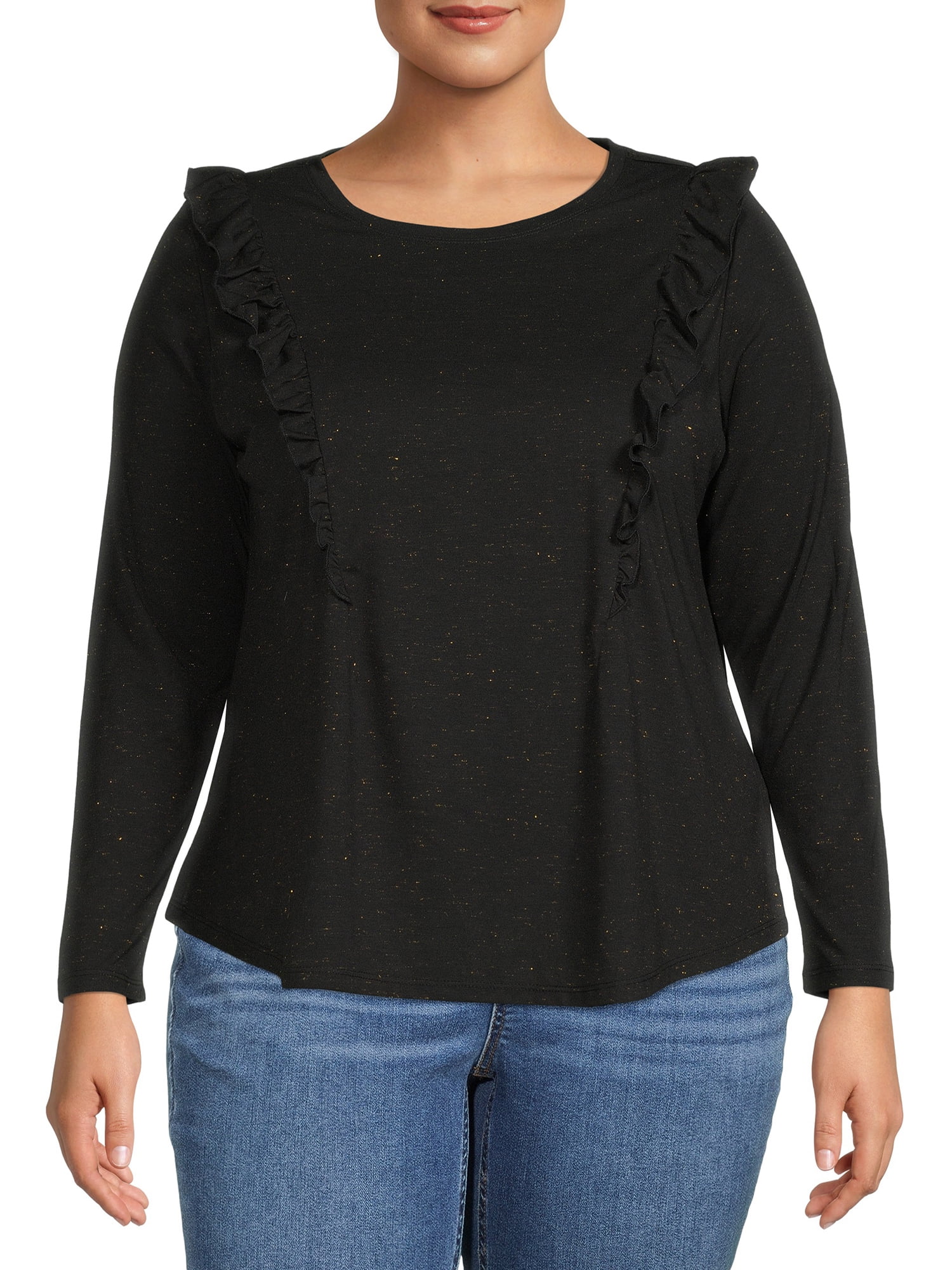 Terra & Sky Women's Plus Size Ruffle Knit Top - Walmart.com