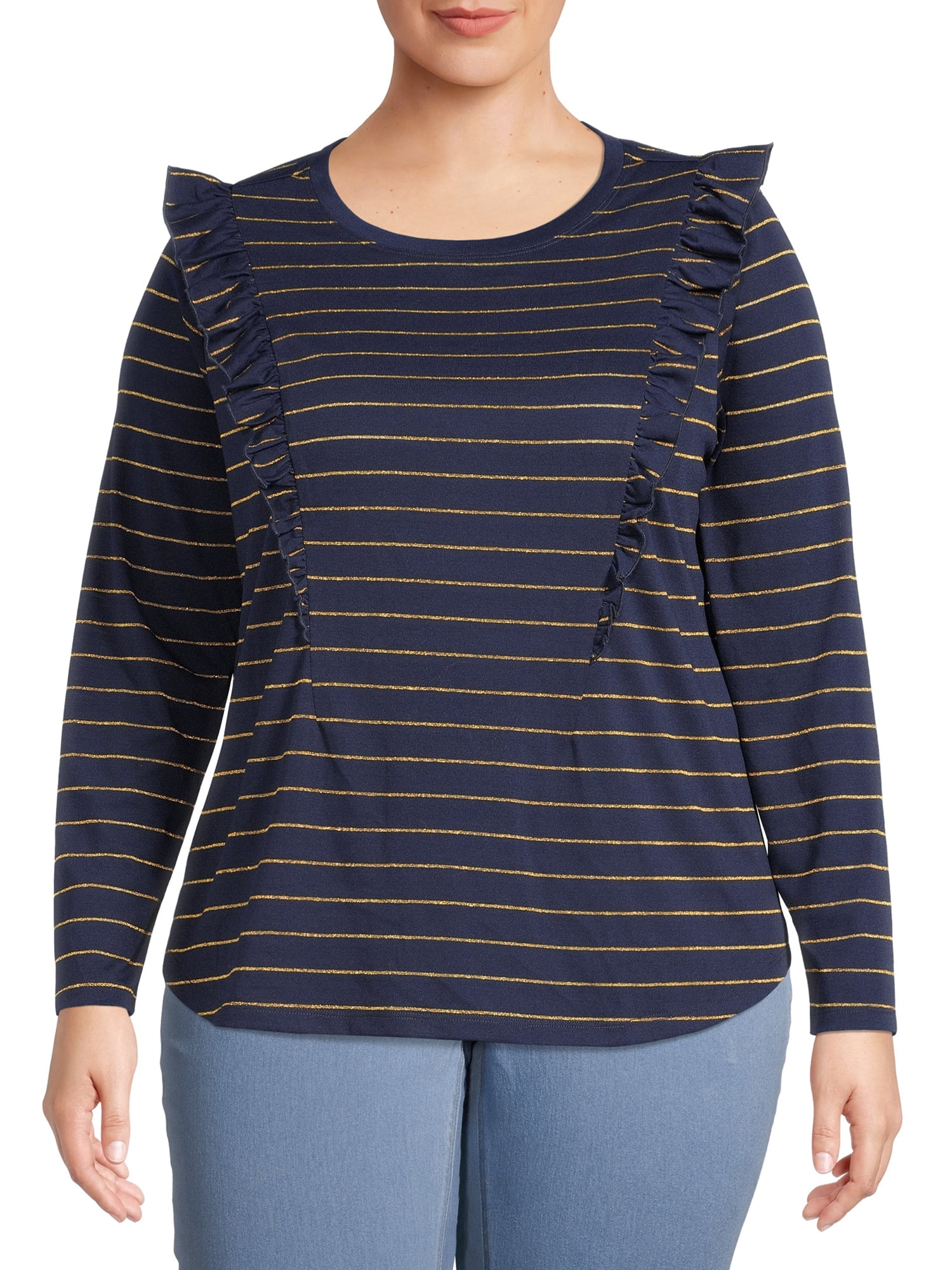 Terra & Sky Women's Plus Size Ruffle Knit Top - Walmart.com