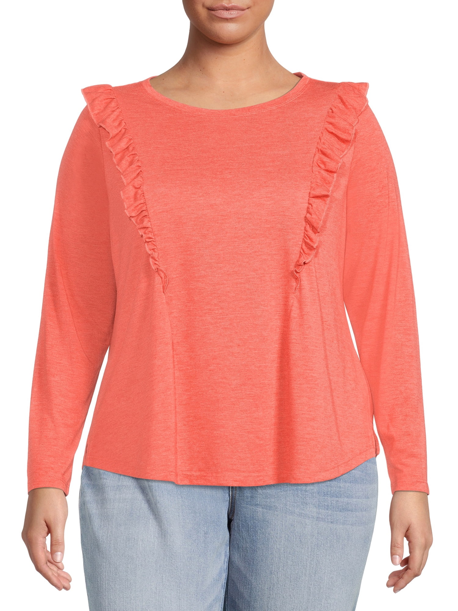 Terra & Sky Women's Plus Size Ruffle Knit Top - Walmart.com
