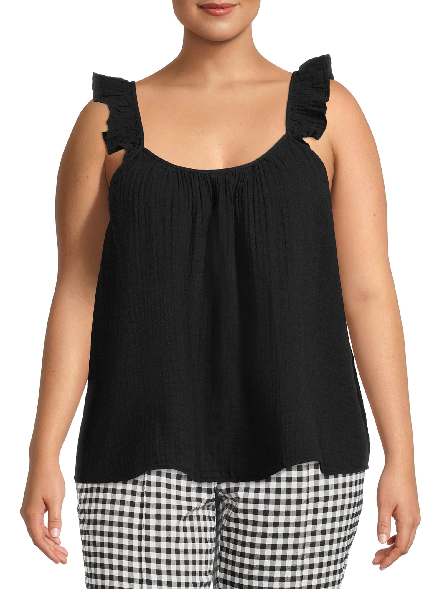 Terra & Sky Women's Plus Size Ruffle Strap Tank Top - Walmart.com