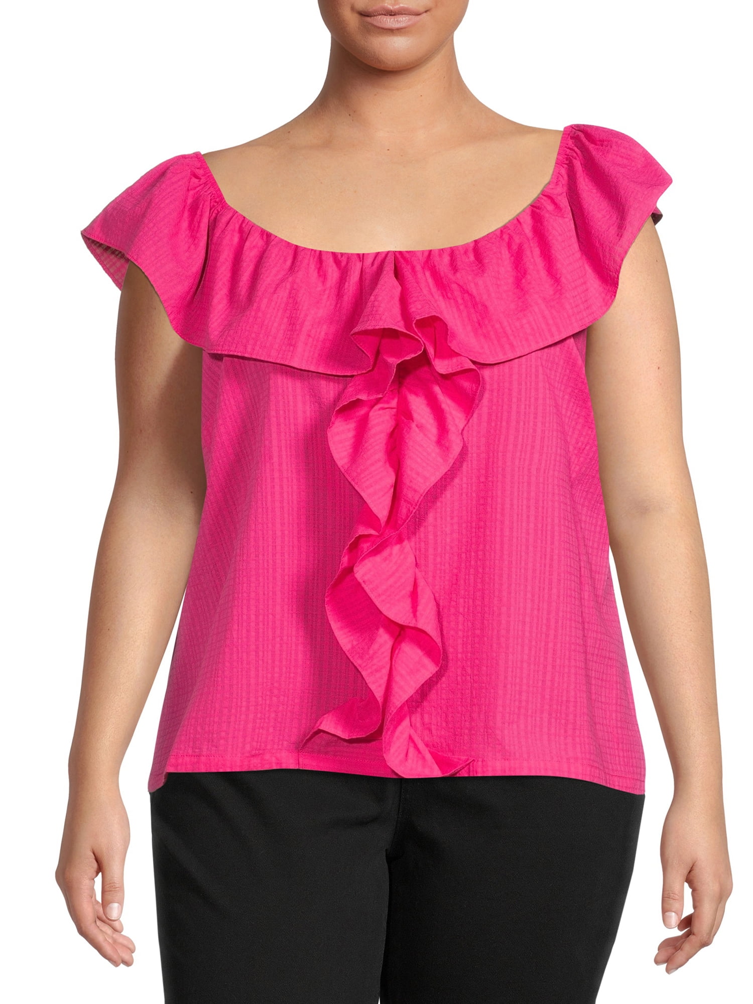 Terra & Sky Women's Plus Size Ruffle Top - Walmart.com