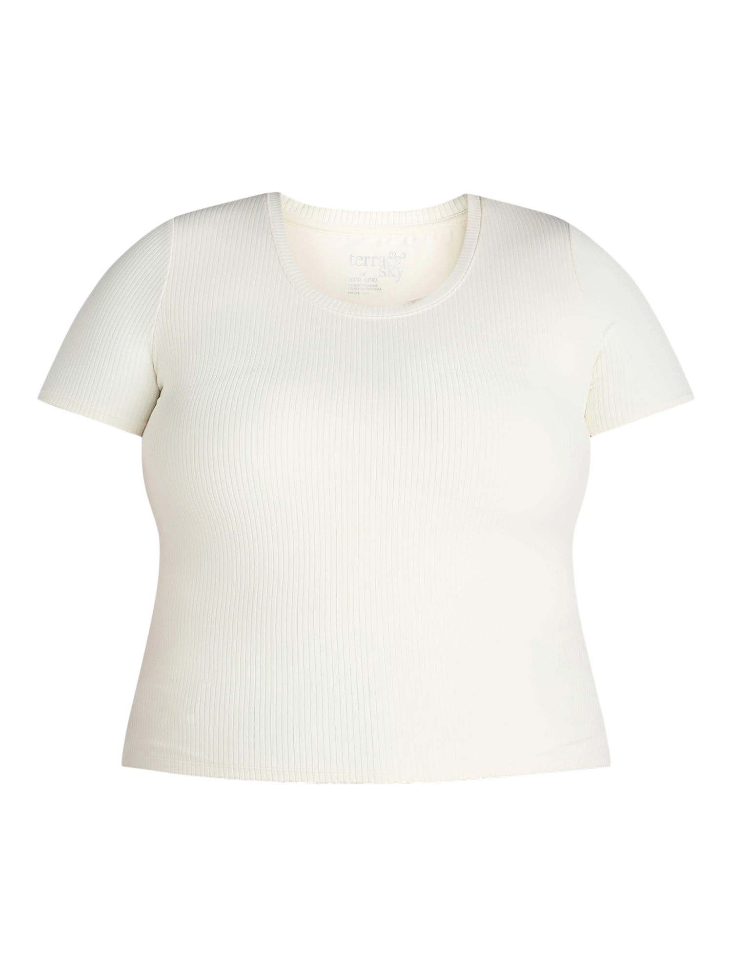 Terra & Sky Women's Plus Size Scoop Neck Rib Smoothing Tee with Short ...