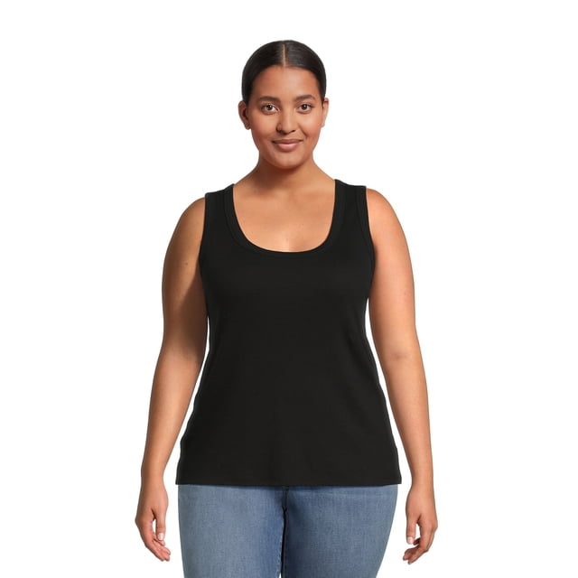 Terra & Sky Women's Plus Size Scoop Neck Ribbed Tank Top - Walmart.com