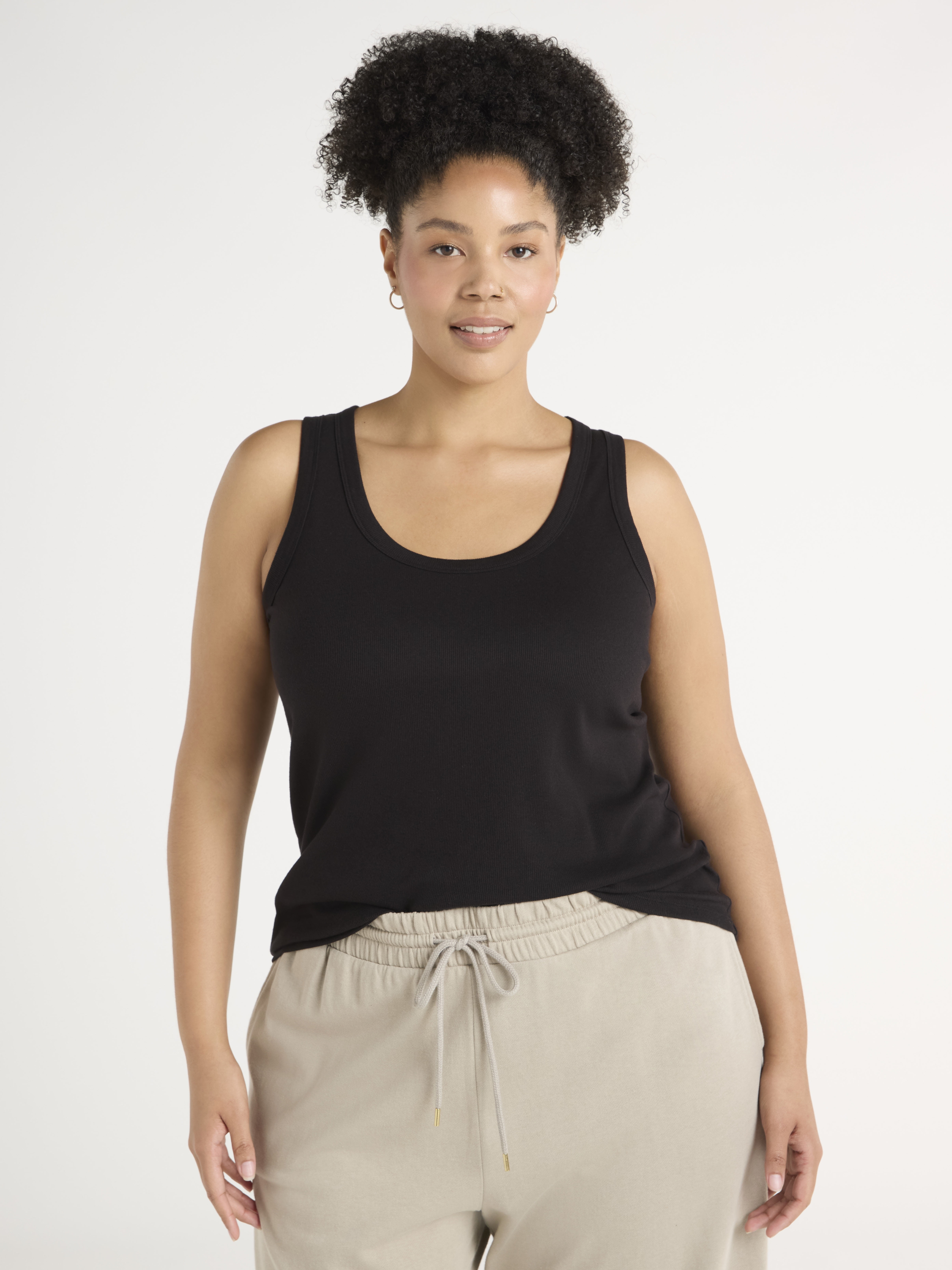 Terra & Sky Plus Size Ribbed Tank Top Stretchy Cotton Blend - Walmart.com