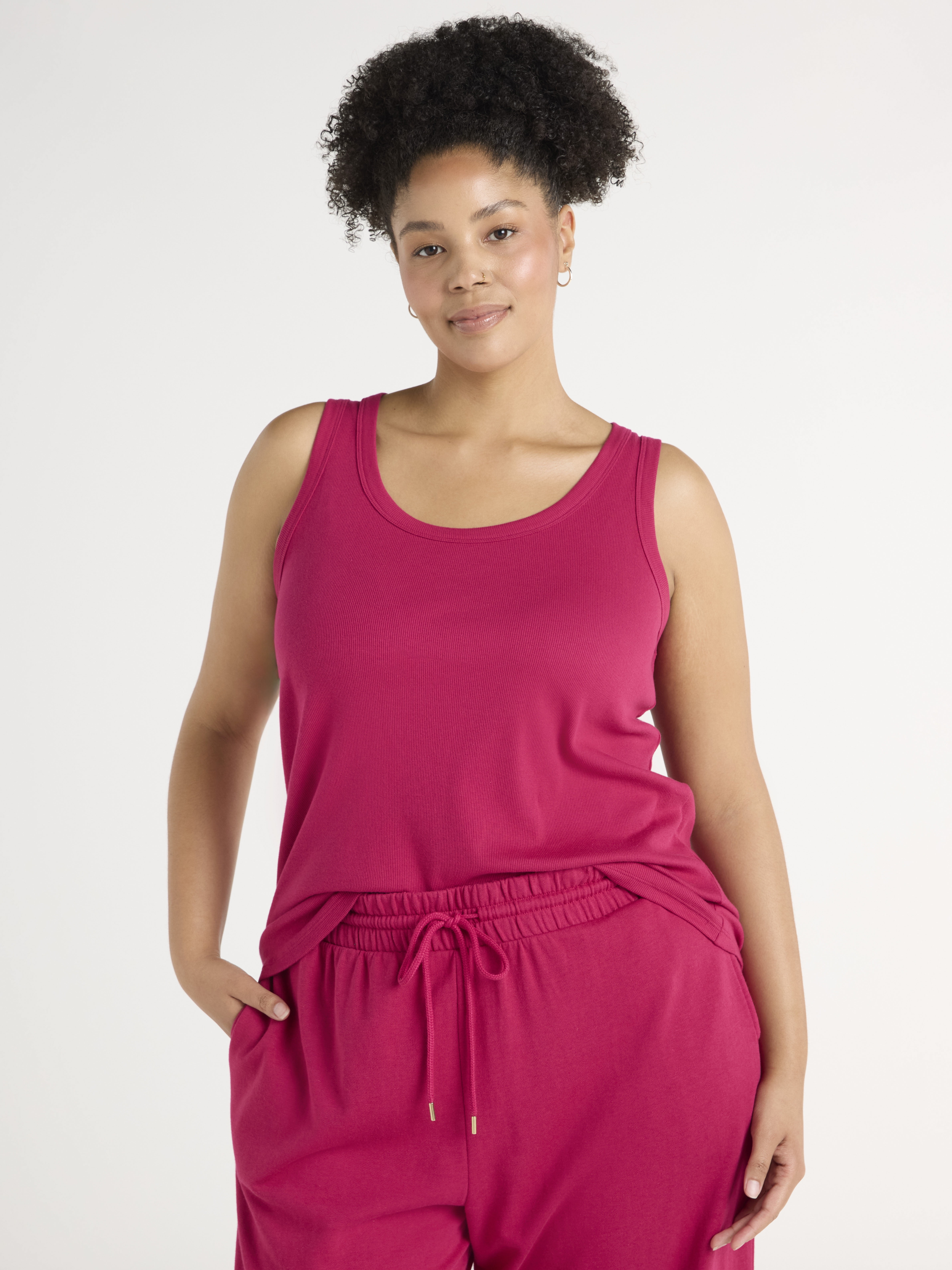 Terra & Sky Plus Size Ribbed Tank Top - Stretchy Cotton - Walmart.com