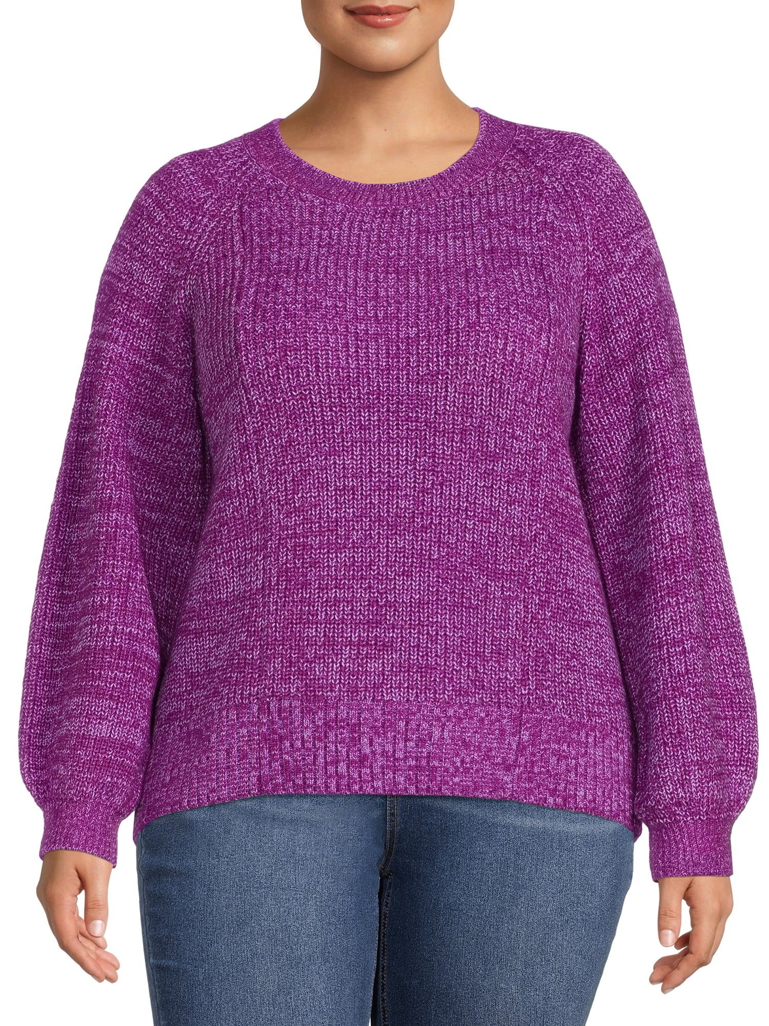 Terra And Sky Womens Plus Size Scoop Neck Sweater
