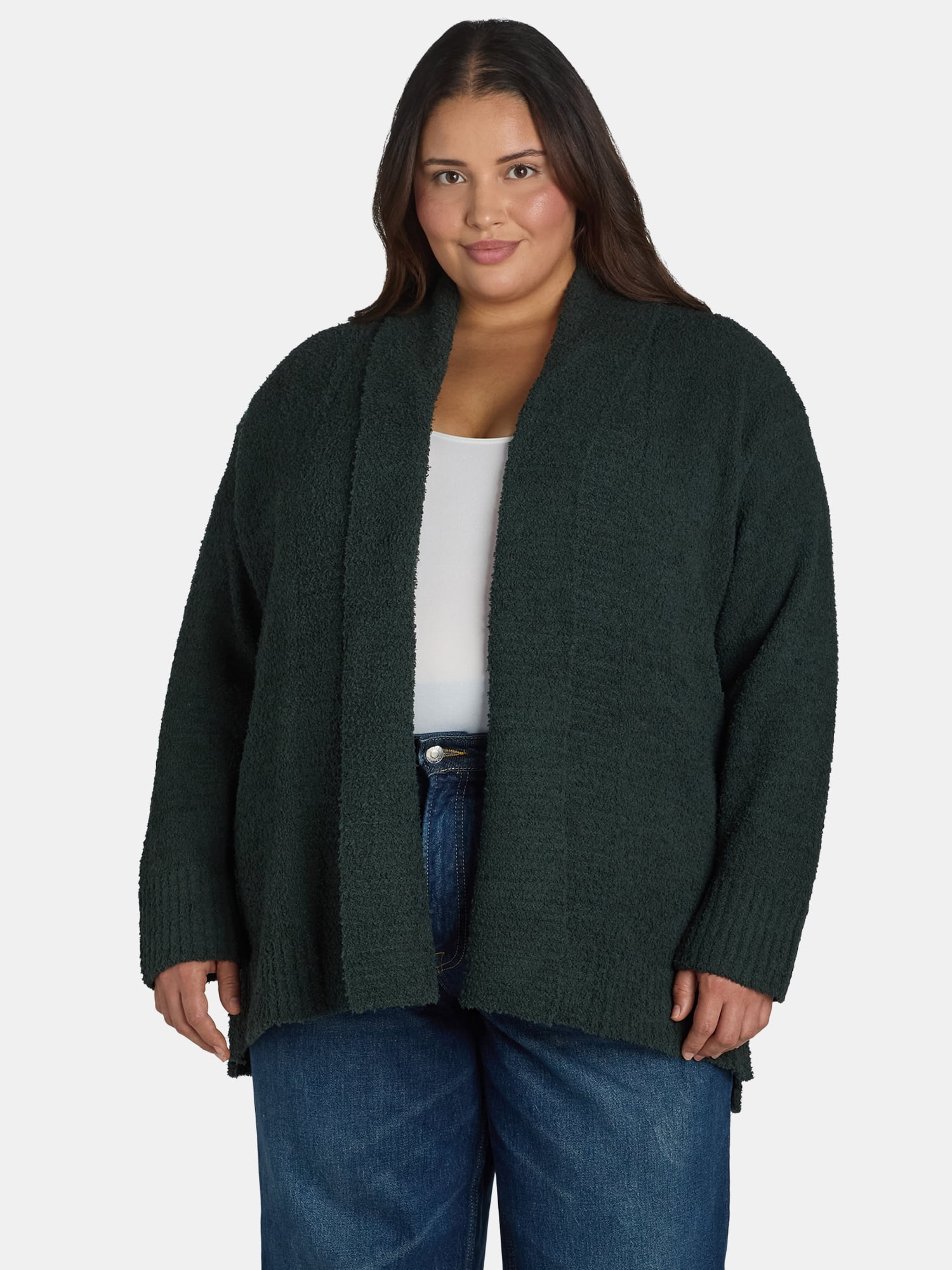 Terra & Sky Women's Plus Shawl Cardigan Sweater, Midweight, Sizes 0X-5X ...