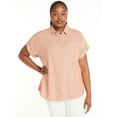 Terra & Sky Plus Size Button-Front Camp Shirt - Linen Blend - Walmart.com